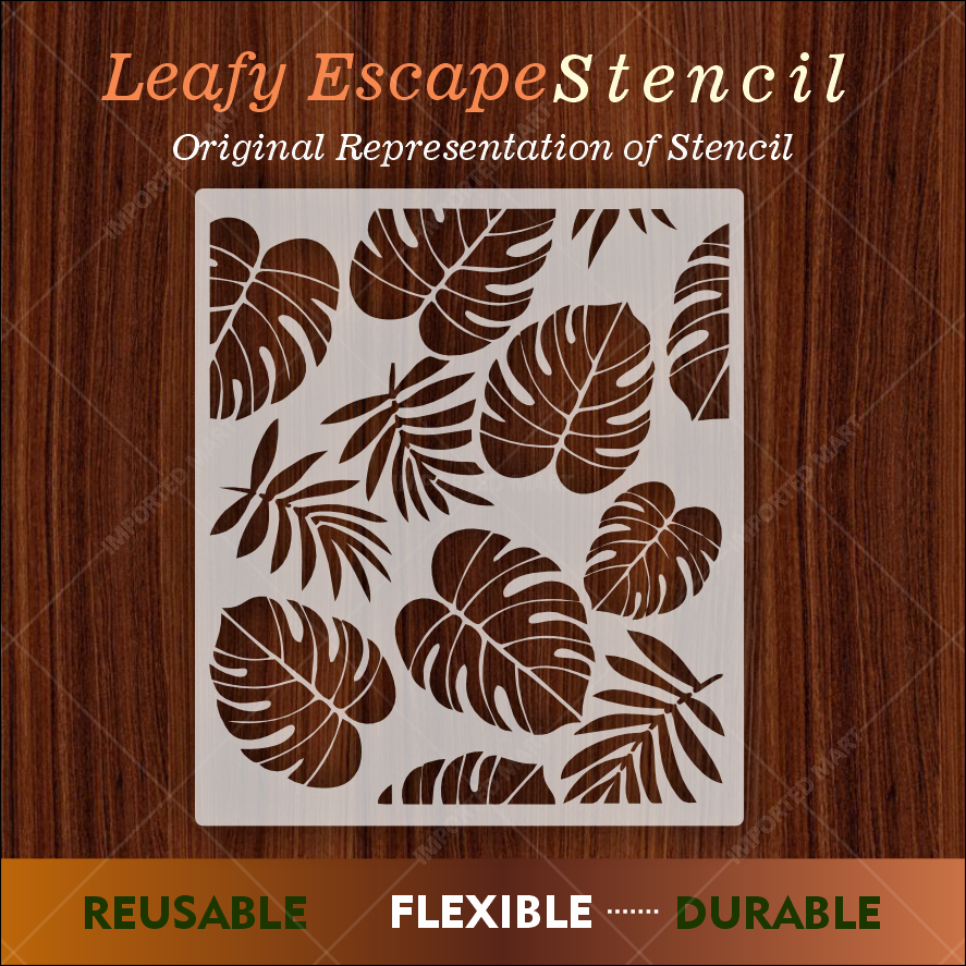 Tropical Leaf Cluster Stencil for Wall, Furniture & Fabric Art – Monst – imartdecor.com