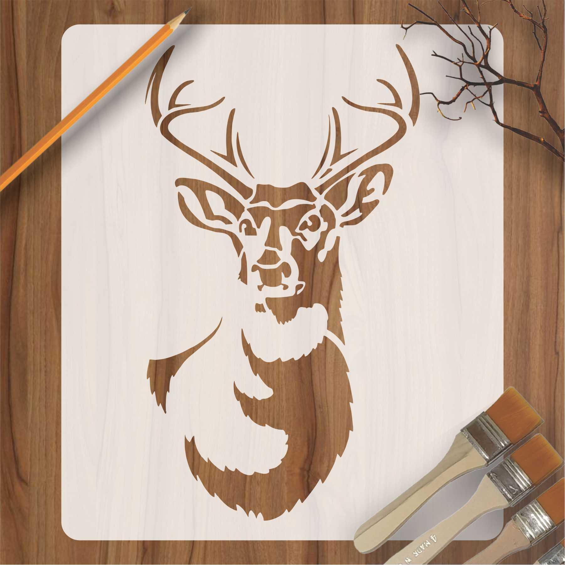 Deer Head Reusable Stencil for Canvas and wall painting.ID# 429 – imartdecor.com