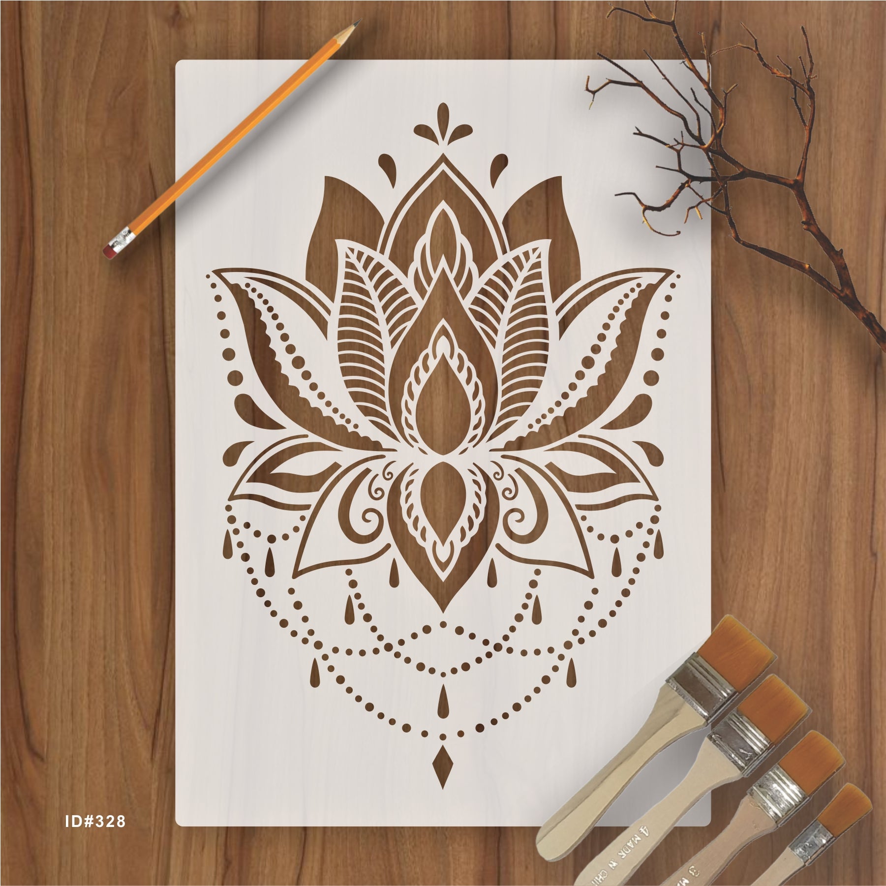 Lotus Stencil Wall Art