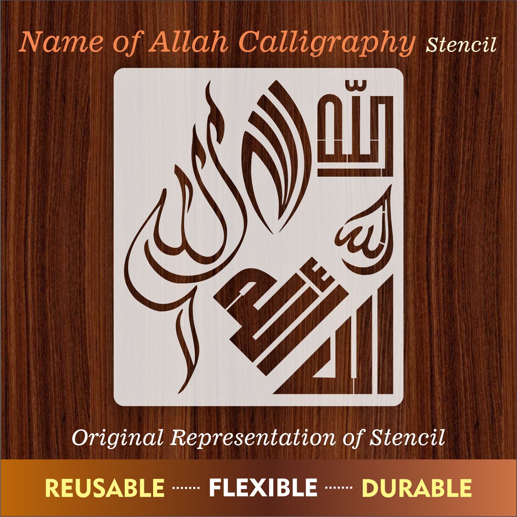 Allah in 6 Font Styles Calligraphy Islamic Reusable Stencil for Canvas ...