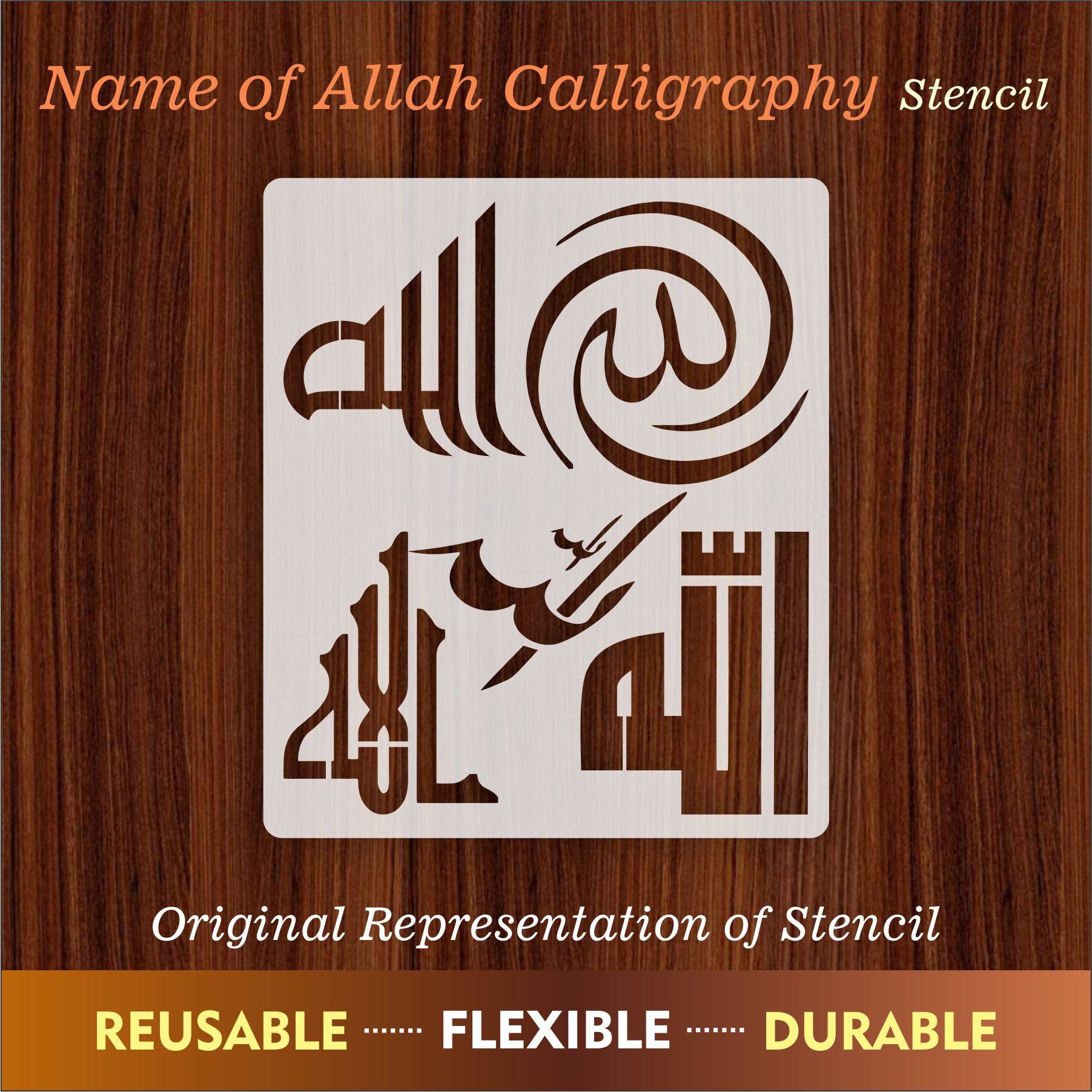 Allah in 5 Font Styles Calligraphy Islamic Reusable Stencil for Canvas ...