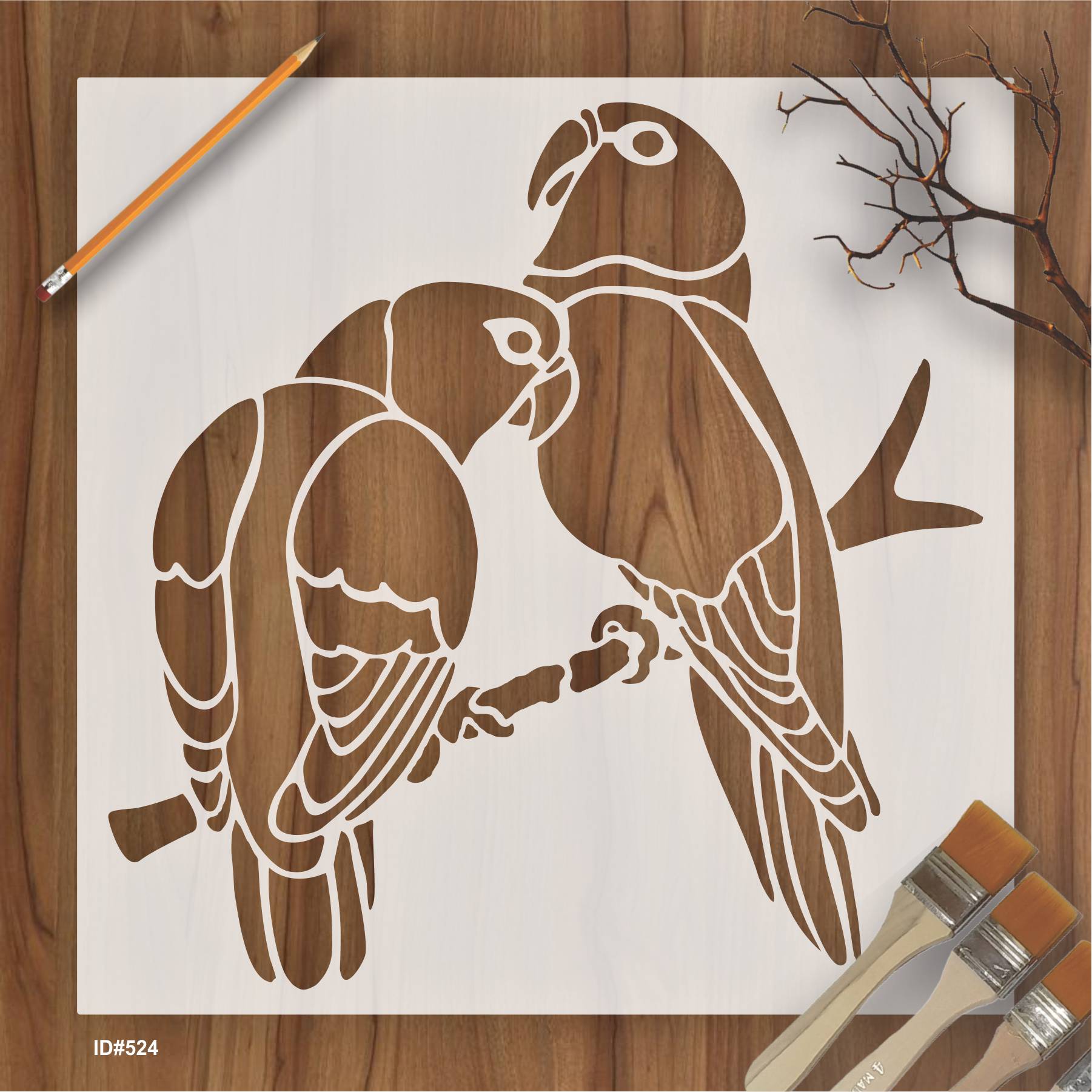 Parrot Pair Stencil Used for Wall Painting Scrapbook Coloring Embossin ...