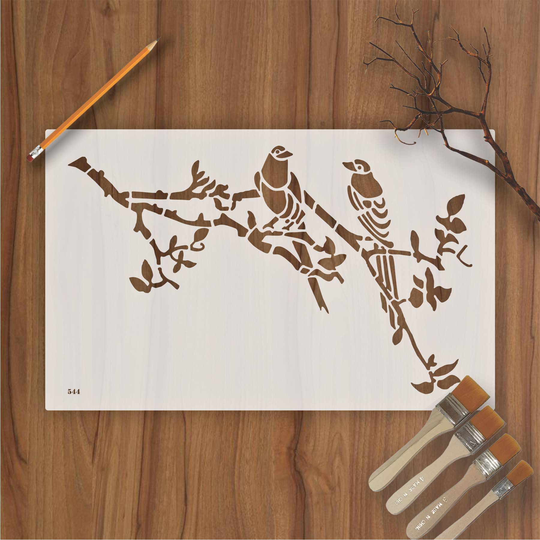 Bird on Tree Branch Wall Painting Scrapbook Coloring Embossing Album D ...