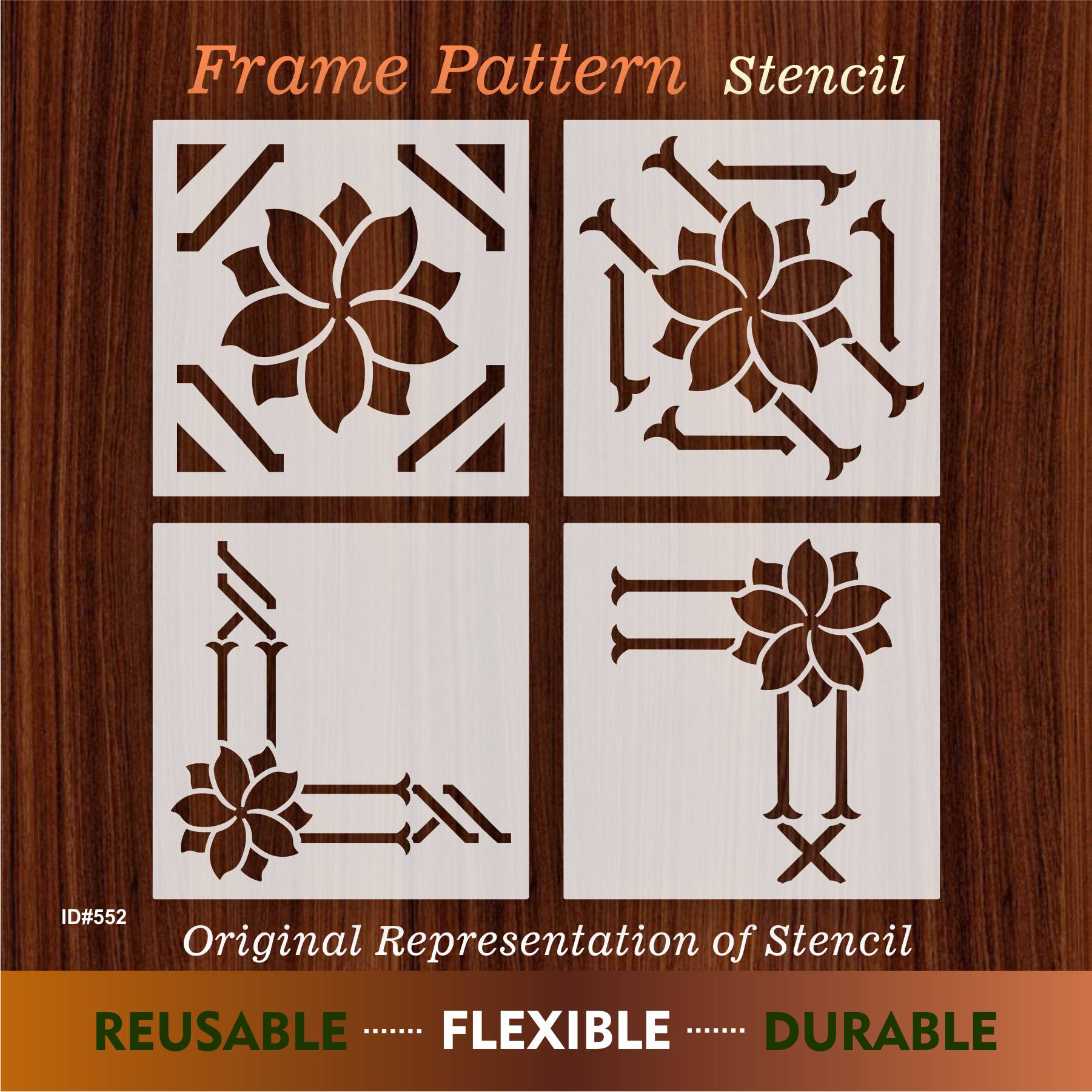 4 Pack of Reusable Stencil Frame Pattern for Wall Painting Scrapbookin ...