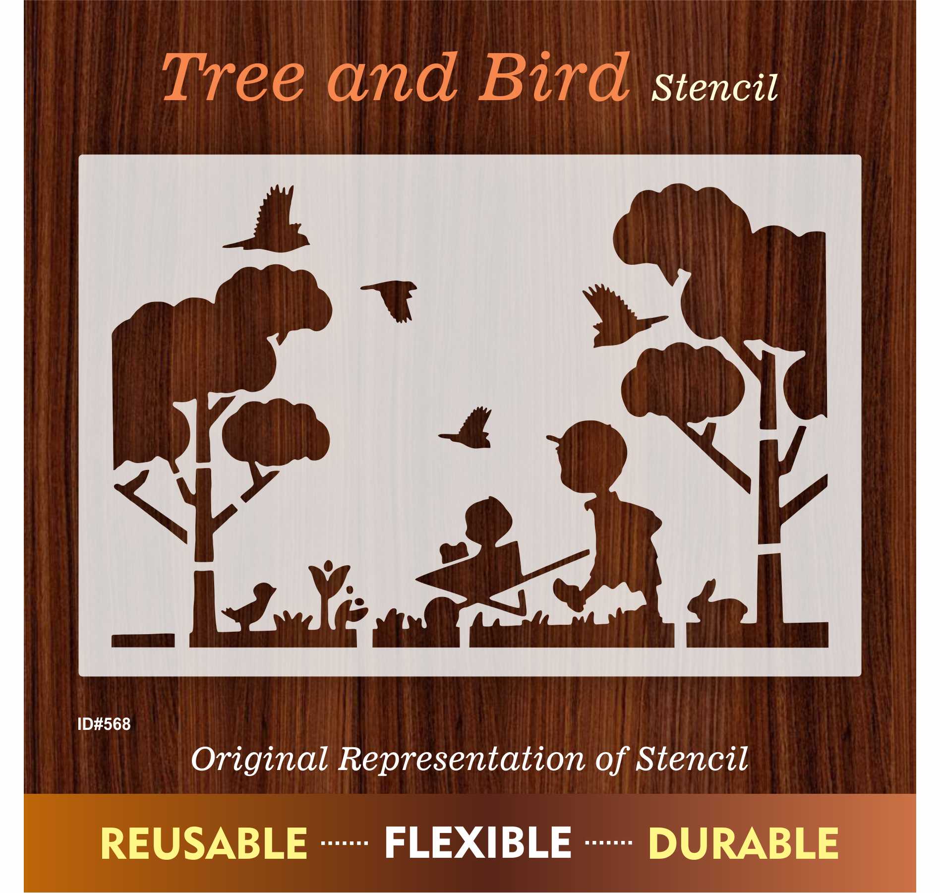 Tree and Bird Stencil For Furniture Walls Painting Decoration Layering ...