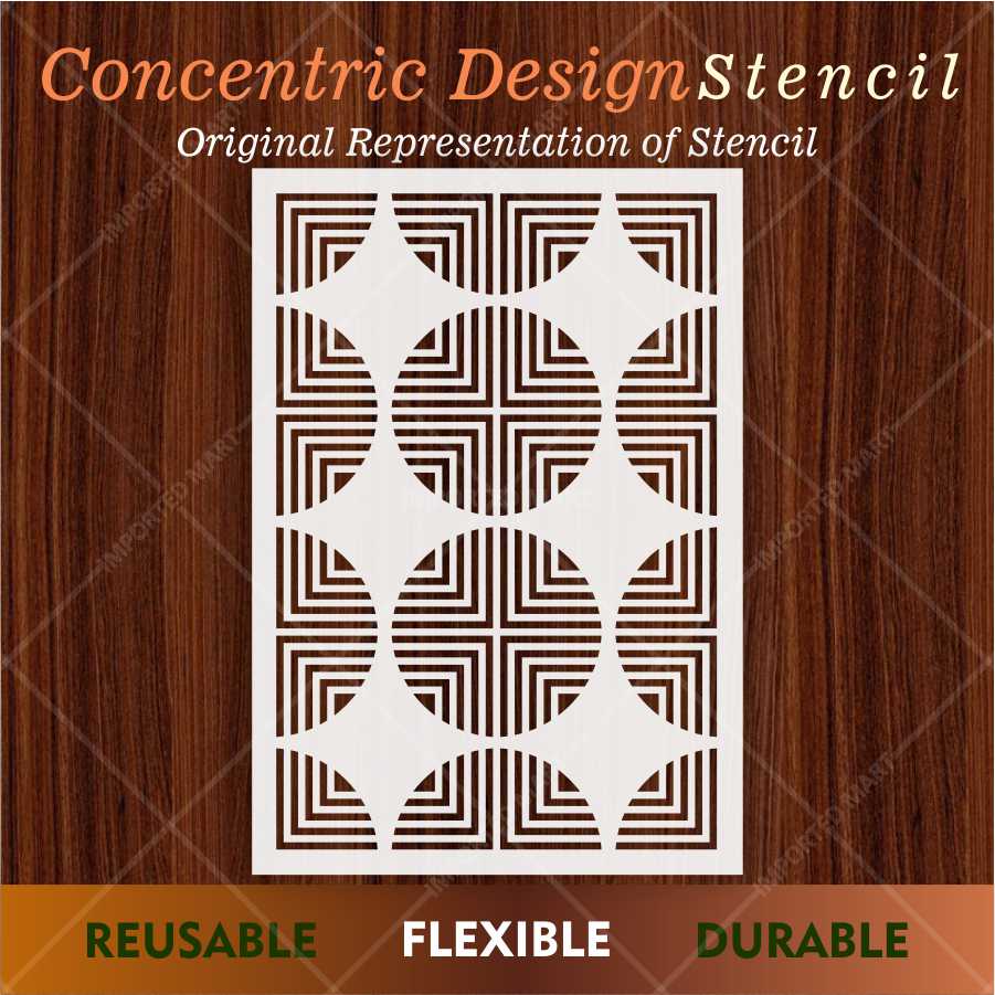 Retro Optical Grid Stencil for Wall, Floor & Fabric Art – Geometric Ci ...