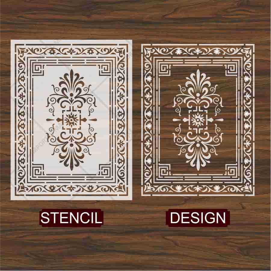 Classic Vintage Floral Frame Stencil for Wall, Floor & Furniture Decor ...
