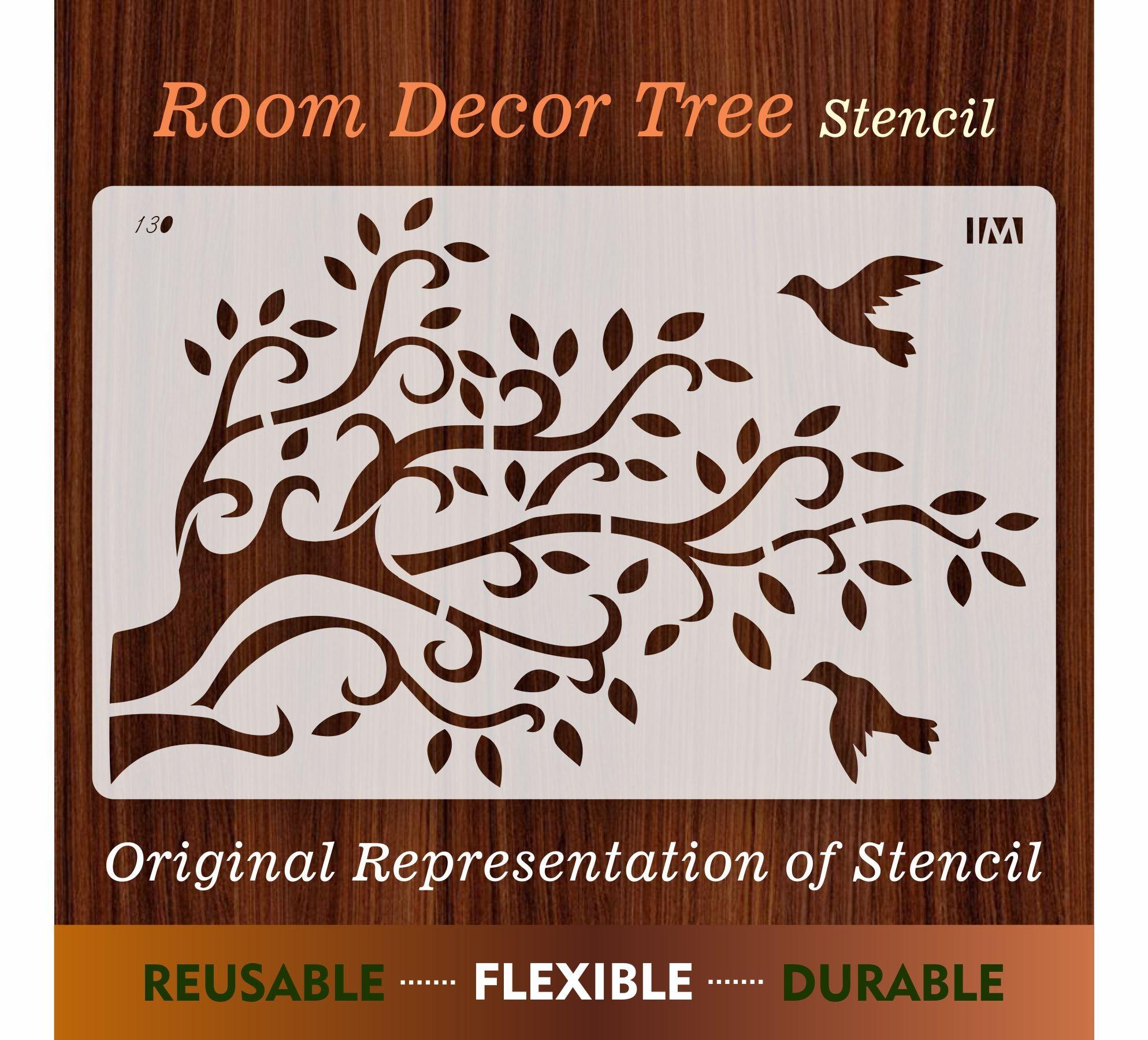 Tree Reusable Stencil for Canvas and wall painting.ID#130 – imartdecor.com
