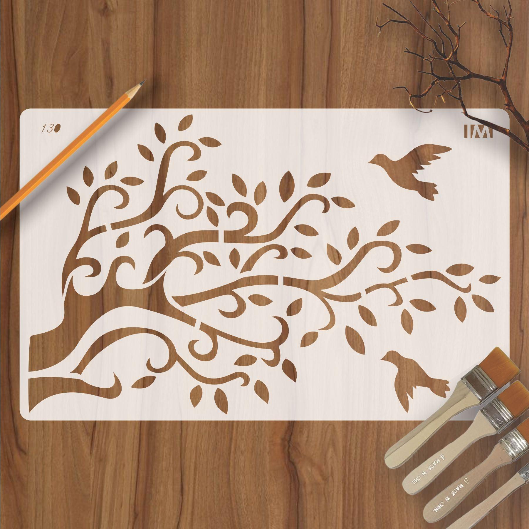 Tree Reusable Stencil for Canvas and wall painting.ID#130 – imartdecor.com