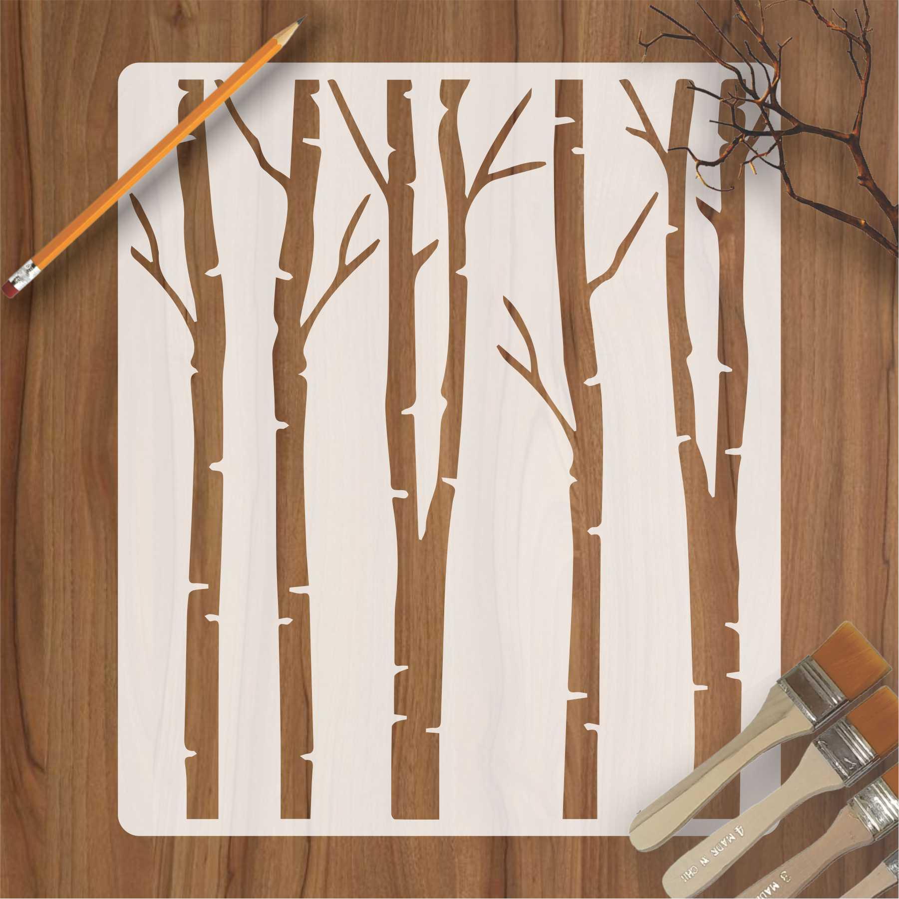 Brish Tree Reusable Stencil For Canvas And Wall Painting.ID#147 ...