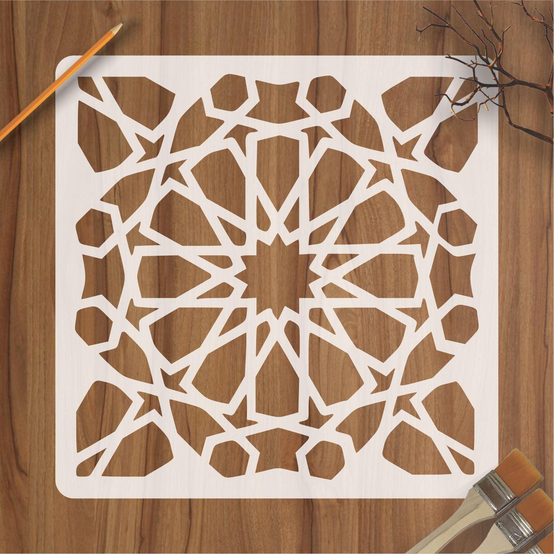 islamic Geometric Patten Reusable Stencil For Canvas And Wall Painting ...