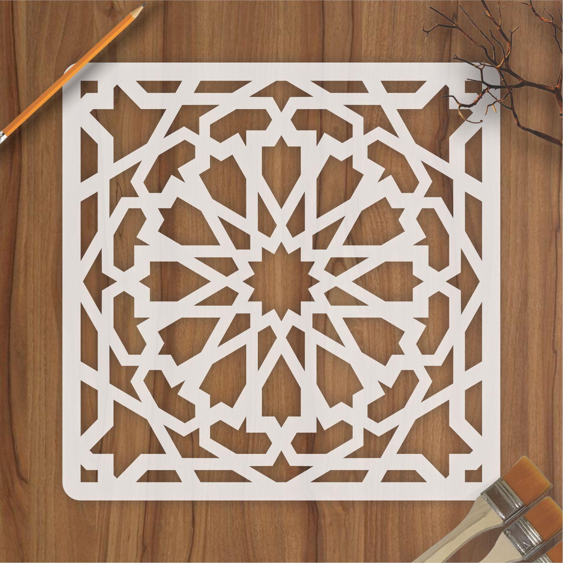 Geometric islamic Pattern Reusable Stencil For Canvas And Wall Paintin ...