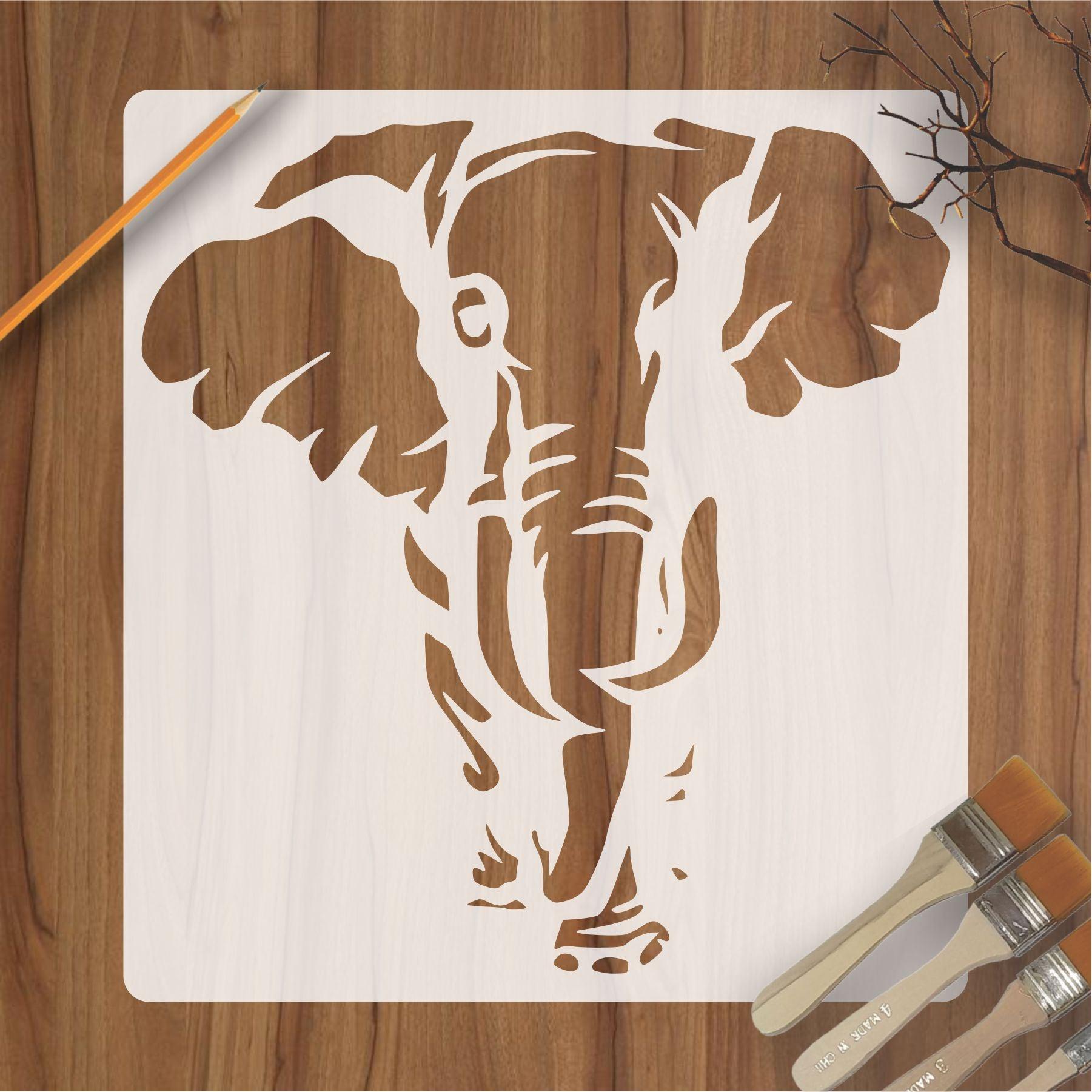 Elephant Reusable Stencil For Canvas And Wall Painting.ID#196 ...