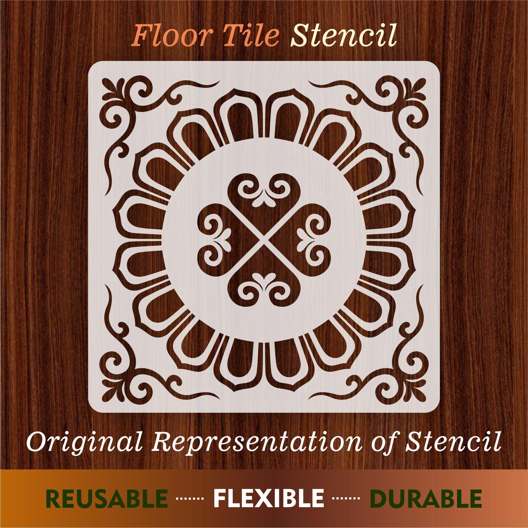 Floor Tile Pattern Reusable Stencil For Canvas And Wall Painting.ID#20 ...