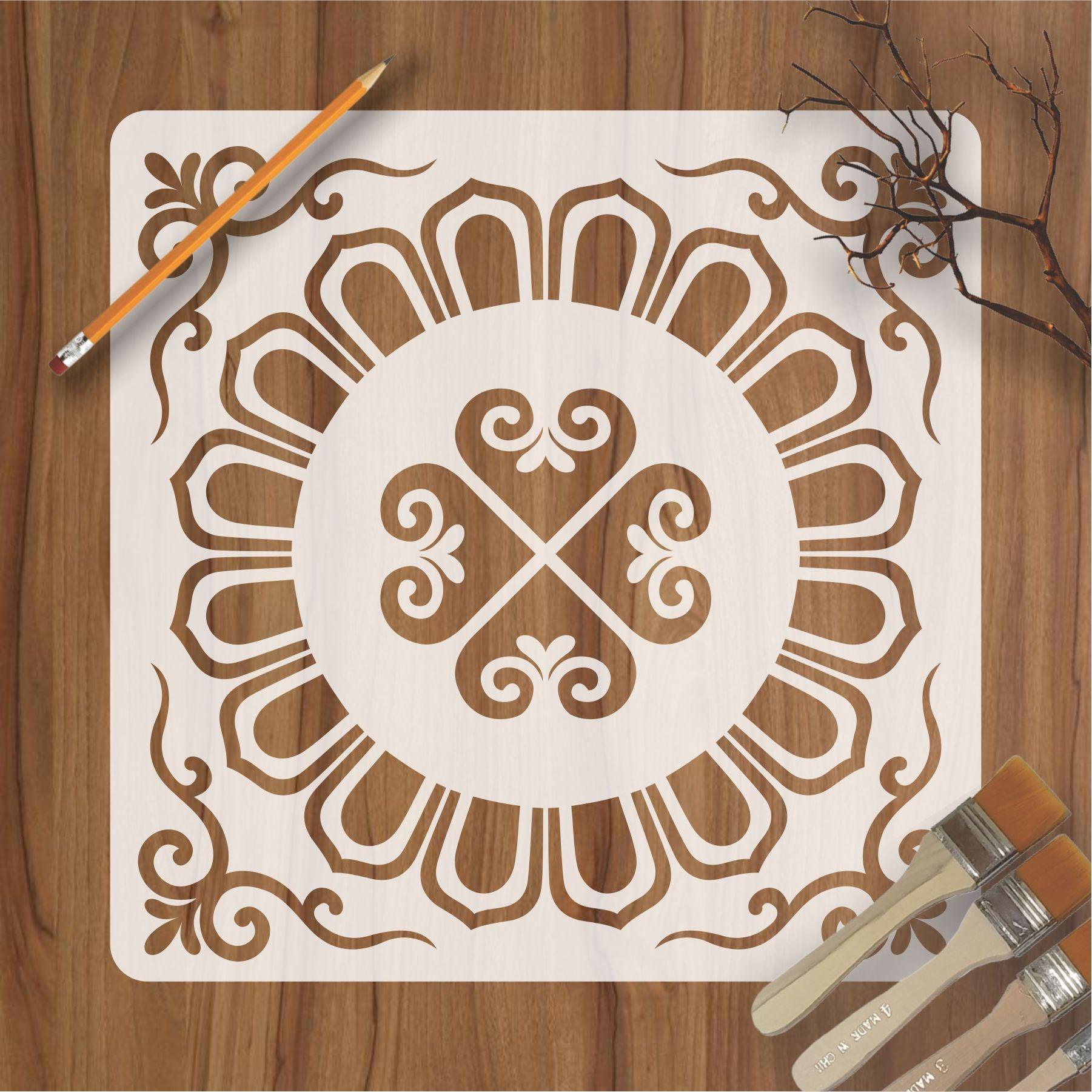 Floor Tile Pattern Reusable Stencil For Canvas And Wall Painting.ID#20 ...