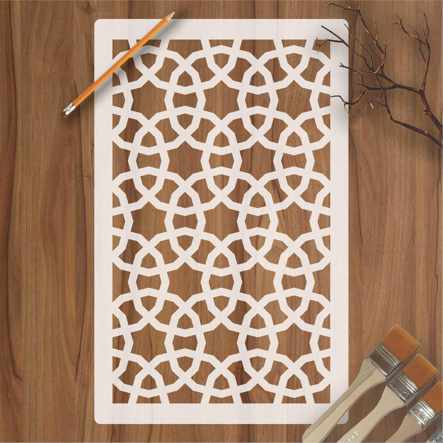 Chainmail Pattern Moroccan Fabric Reusable Stencil For Canvas And Wall ...