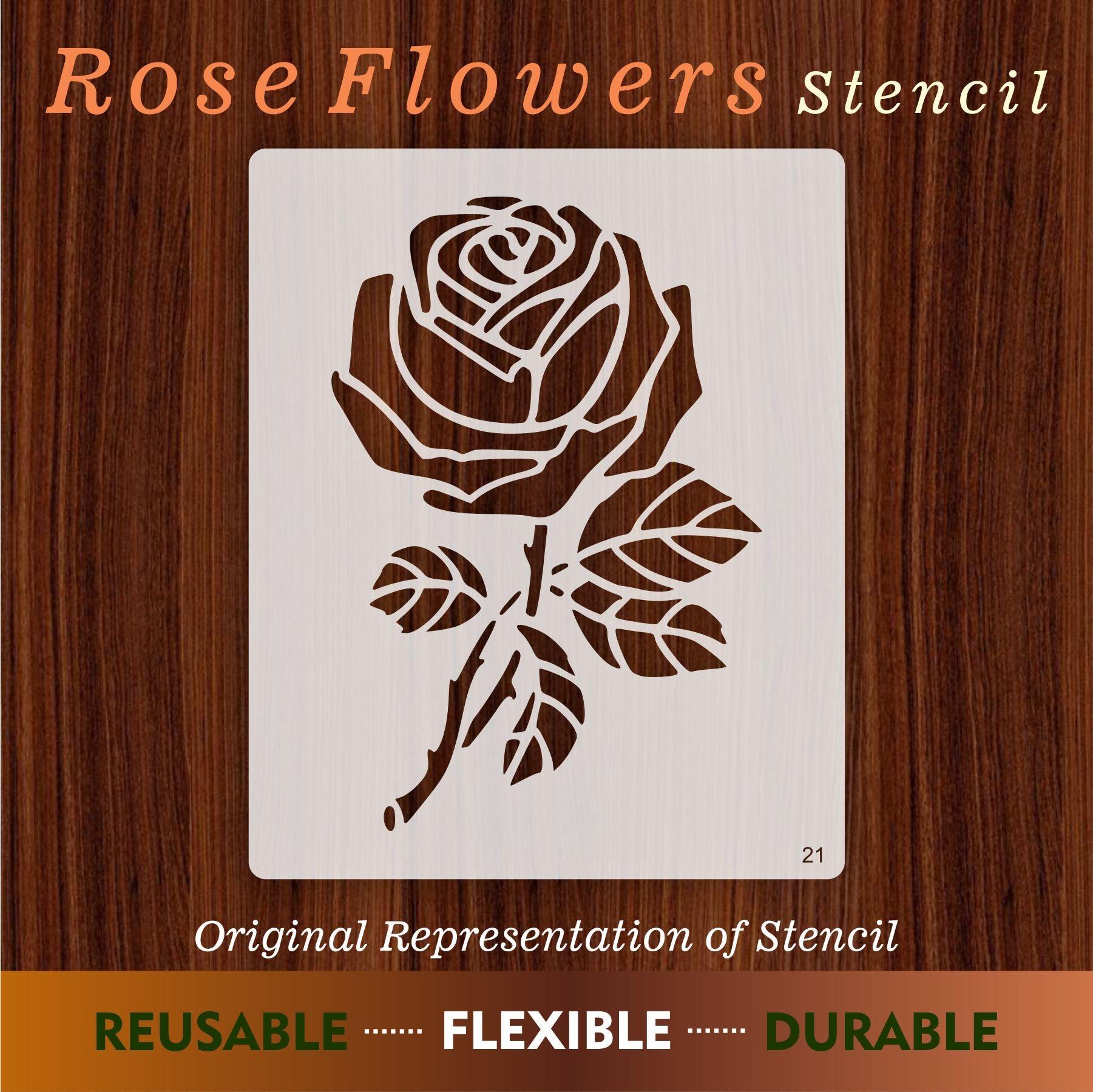Rose Flower Reusable Stencil for Canvas and wall painting.ID#21 ...