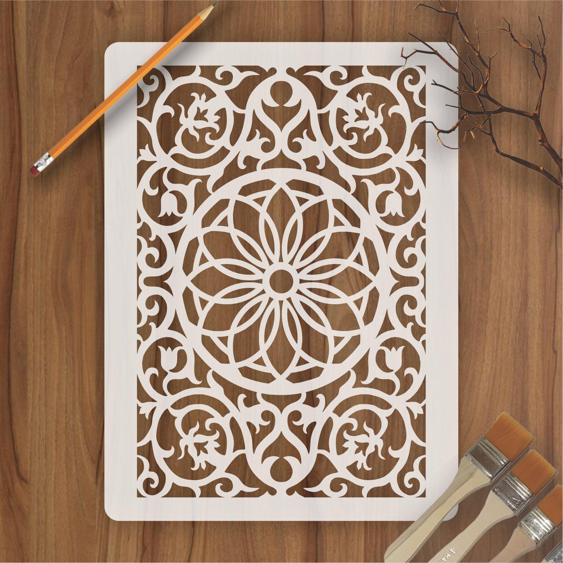 Decorative Floral Reusable Stencil For Canvas And Wall Painting.ID#210 ...