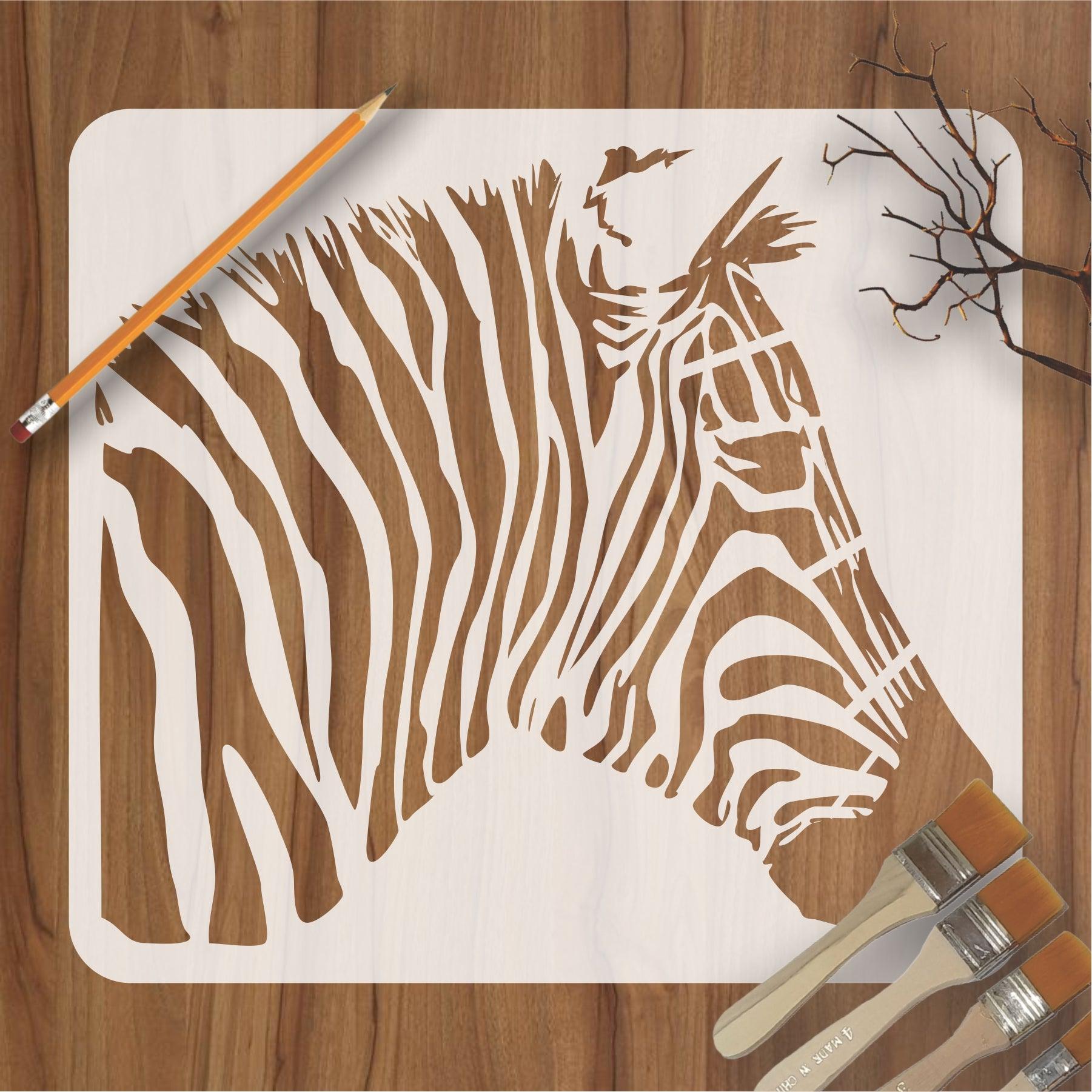 Zebra Reusable Stencil For Canvas And Wall Painting.ID#214 – imartdecor.com