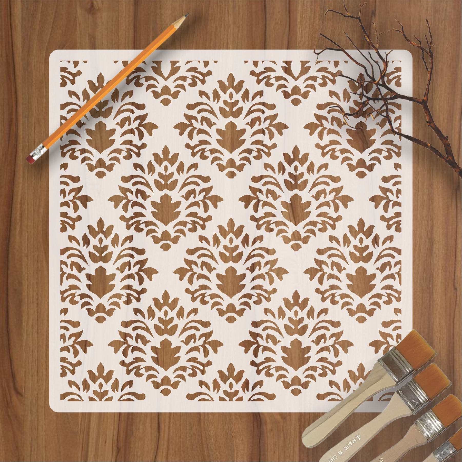 Crest Damask Reusable Stencil For Canvas And Wall Painting.ID#216 ...