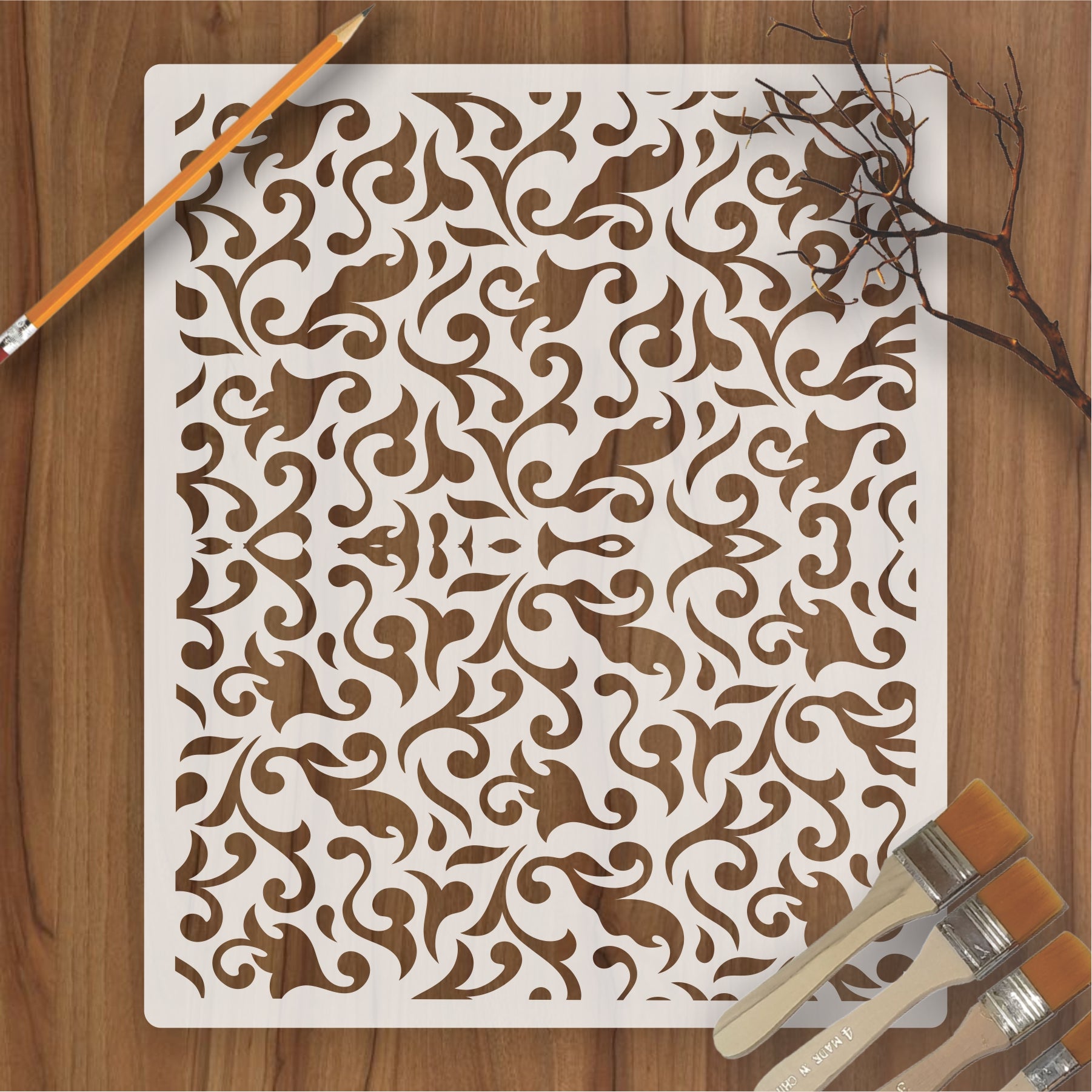 Seamless Pattern Reusable Stencil For Canvas And Wall Painting.ID#219 ...