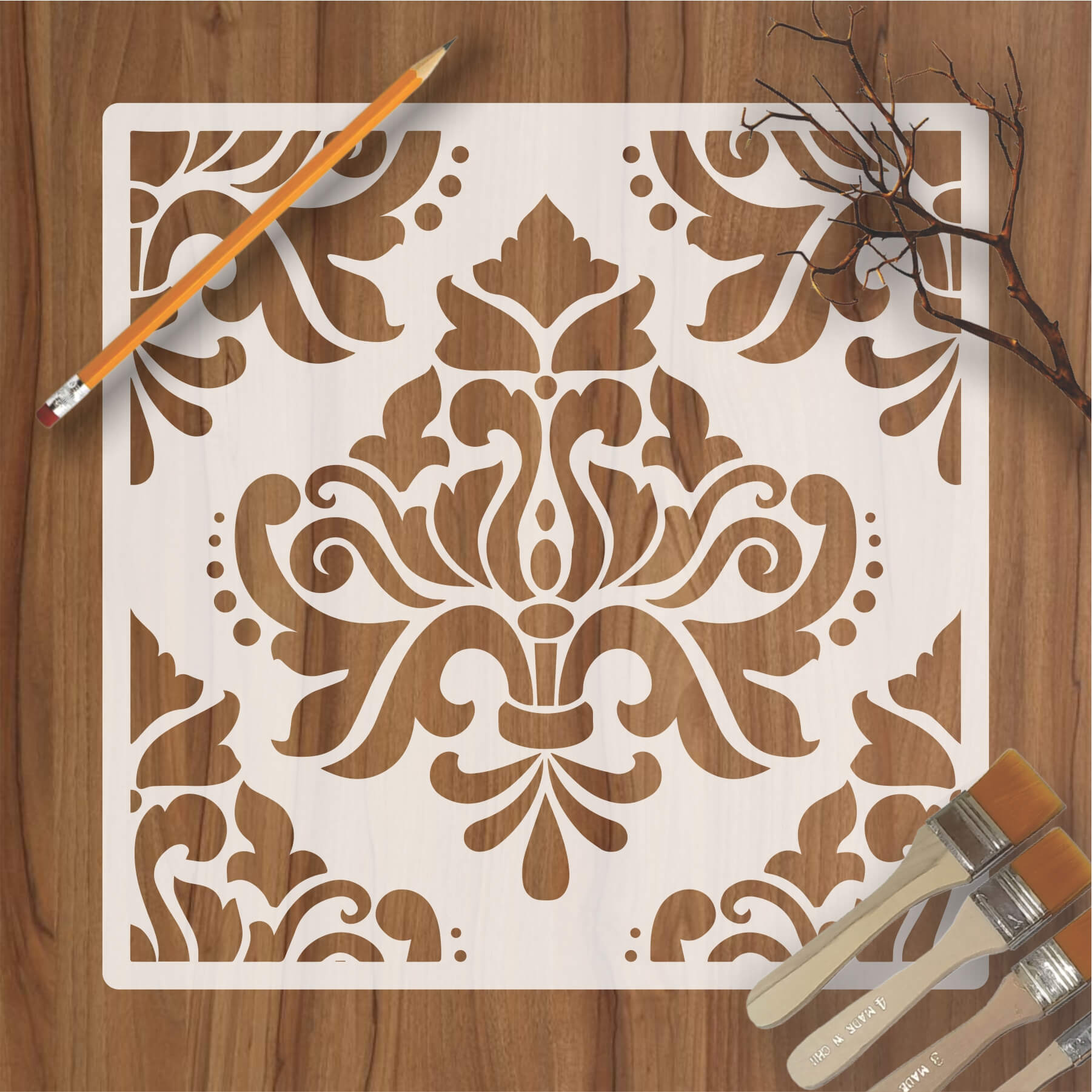Motif Floral Pattern Reusable Stencil For Canvas And Wall Painting.ID ...