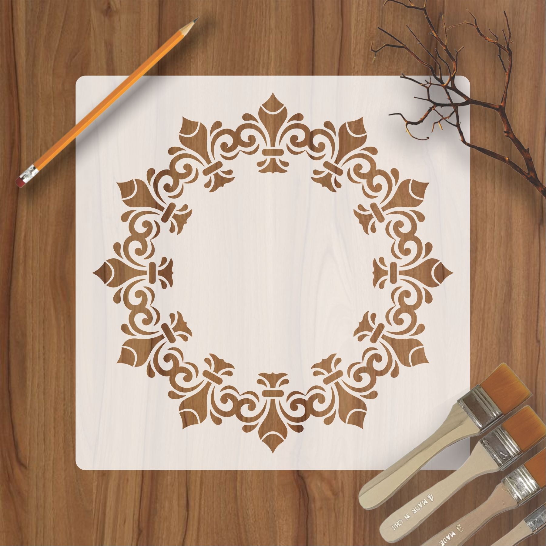 Round Frame Border Mandala Reusable Stencil For Canvas And Wall Painti ...