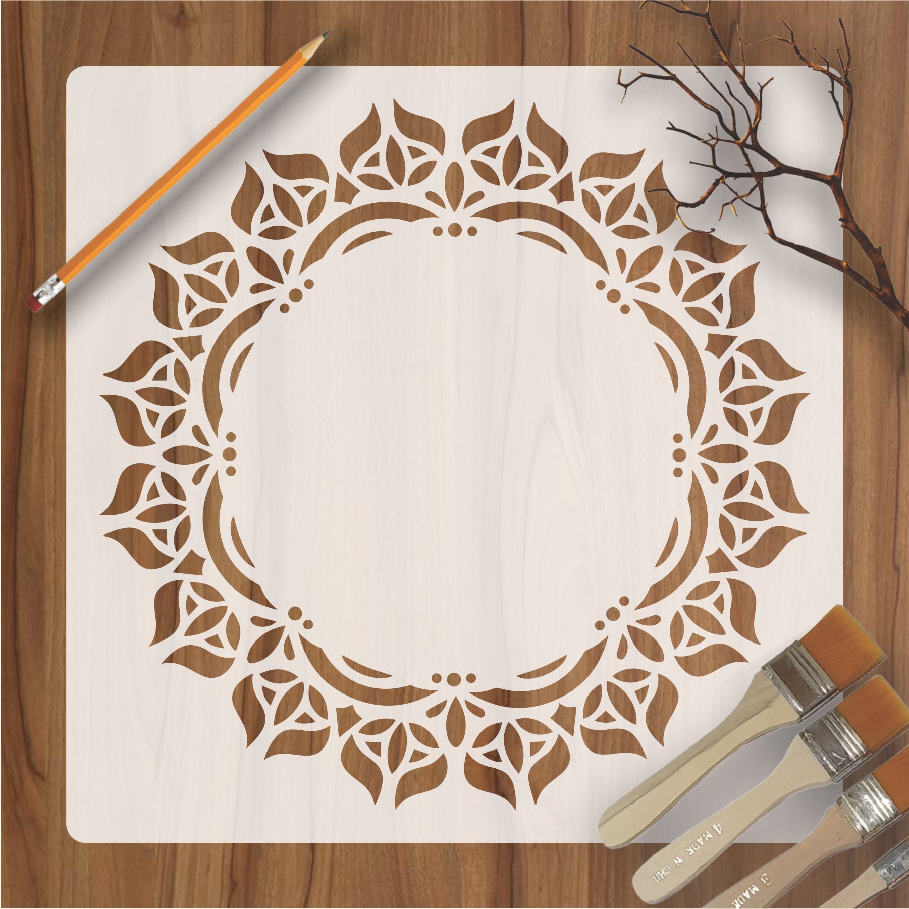 Motif Mandala Round Border Mandala Reusable Stencil For Canvas And Wal ...