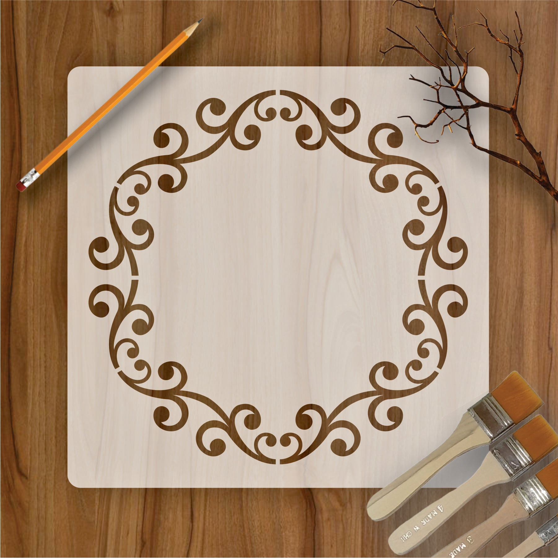 Floral Circule Mandala Round Border Reusable Stencil For Canvas And Wa ...