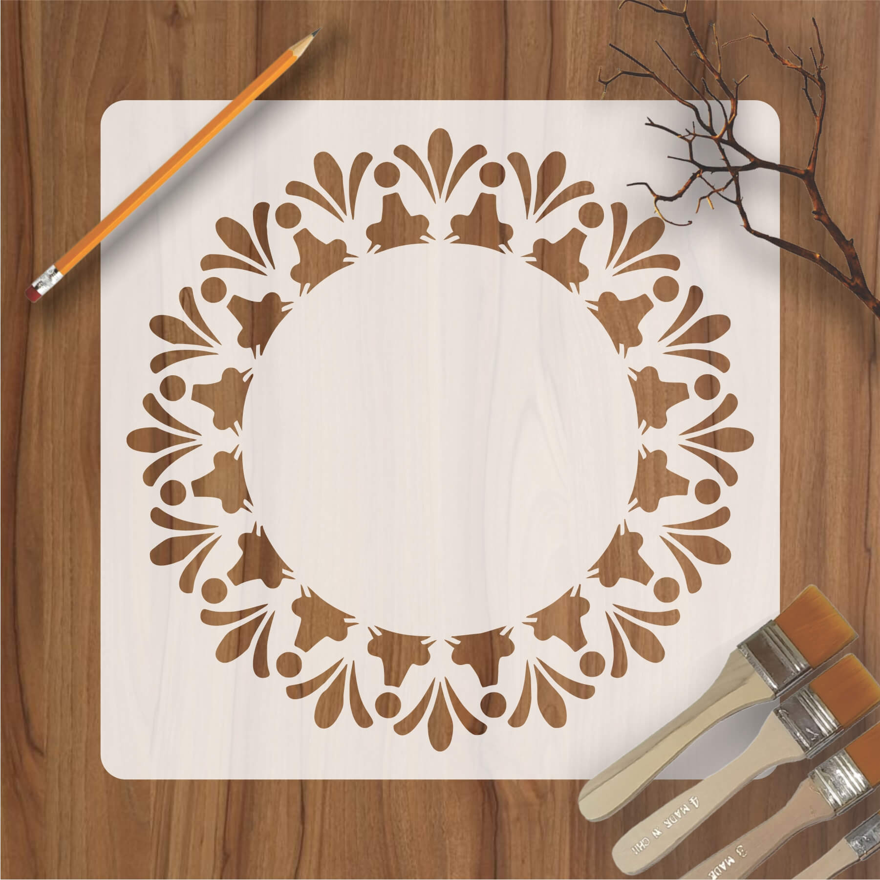 Motif Round Border Reusable Stencil For Canvas And Wall Painting.ID#25 ...