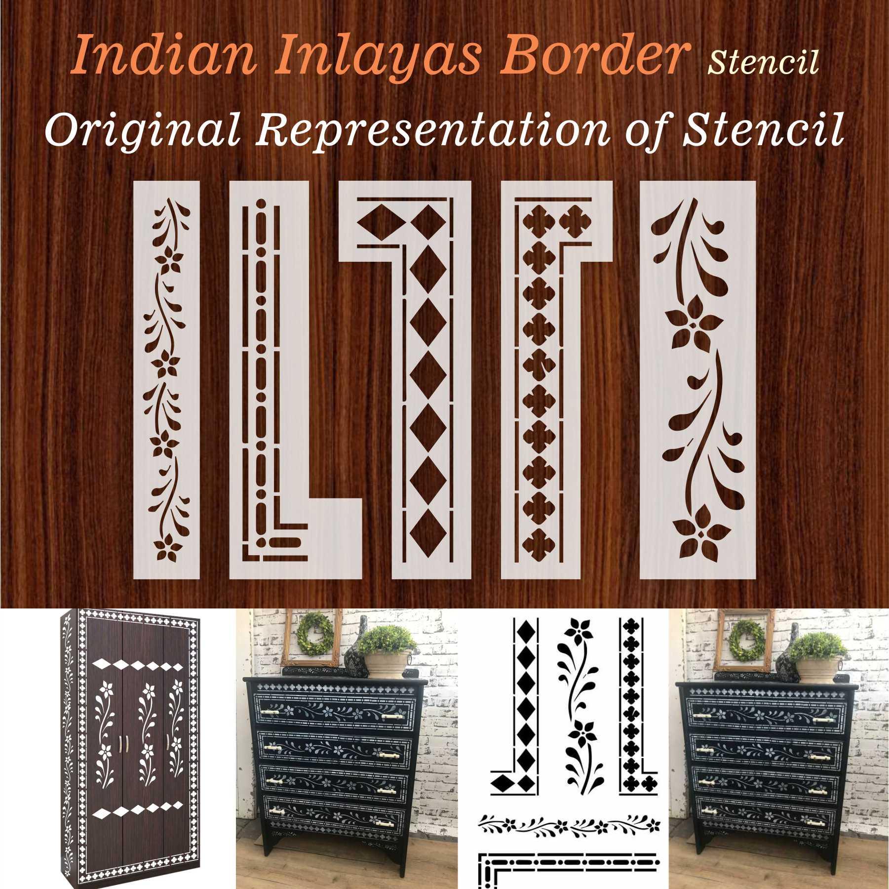 Indian Inlay (furniture and fabric) Reusable Stencil For Canvas And Wa ...