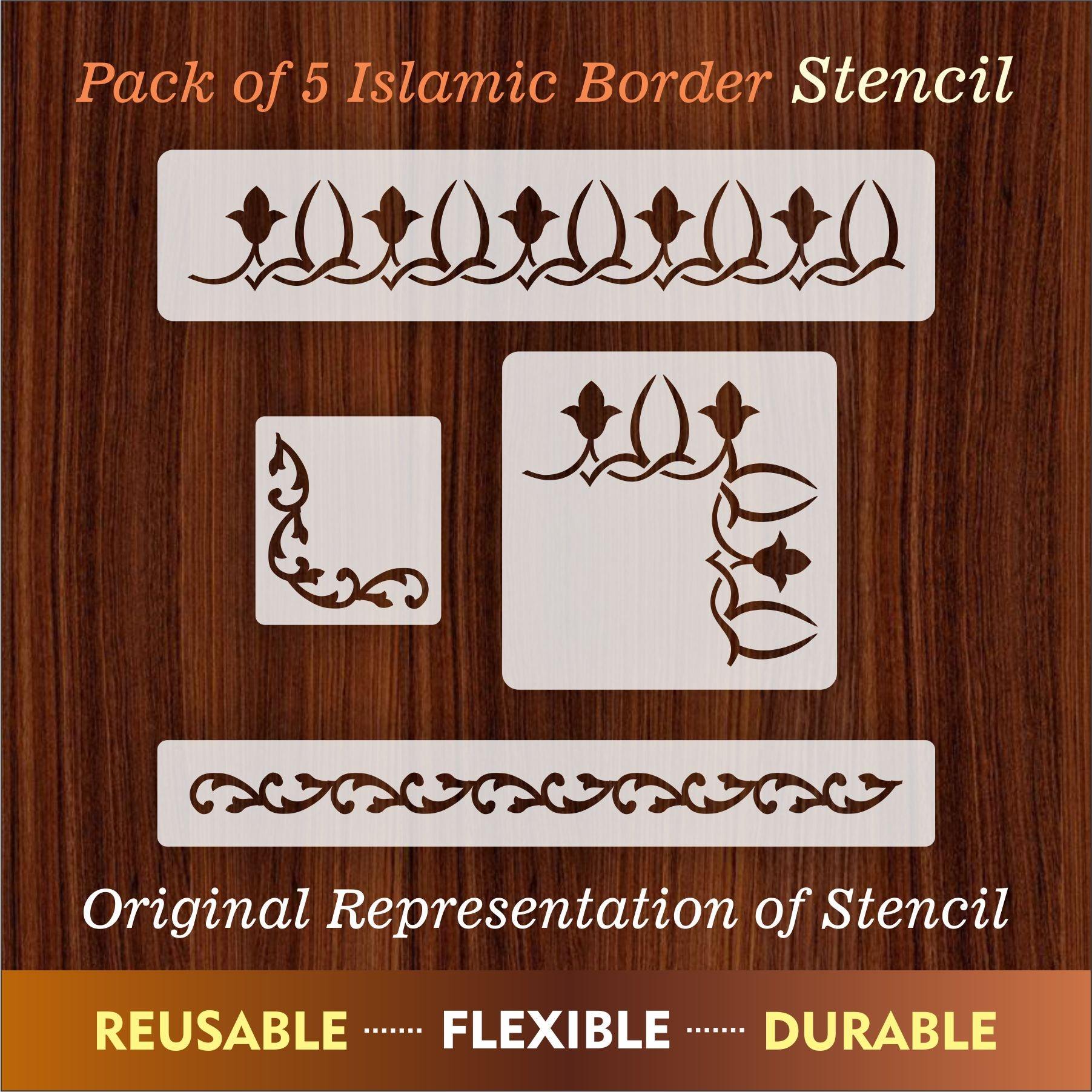 Pack of 4 Border Reusable Stencil for Canvas and wall painting.ID#4133 ...