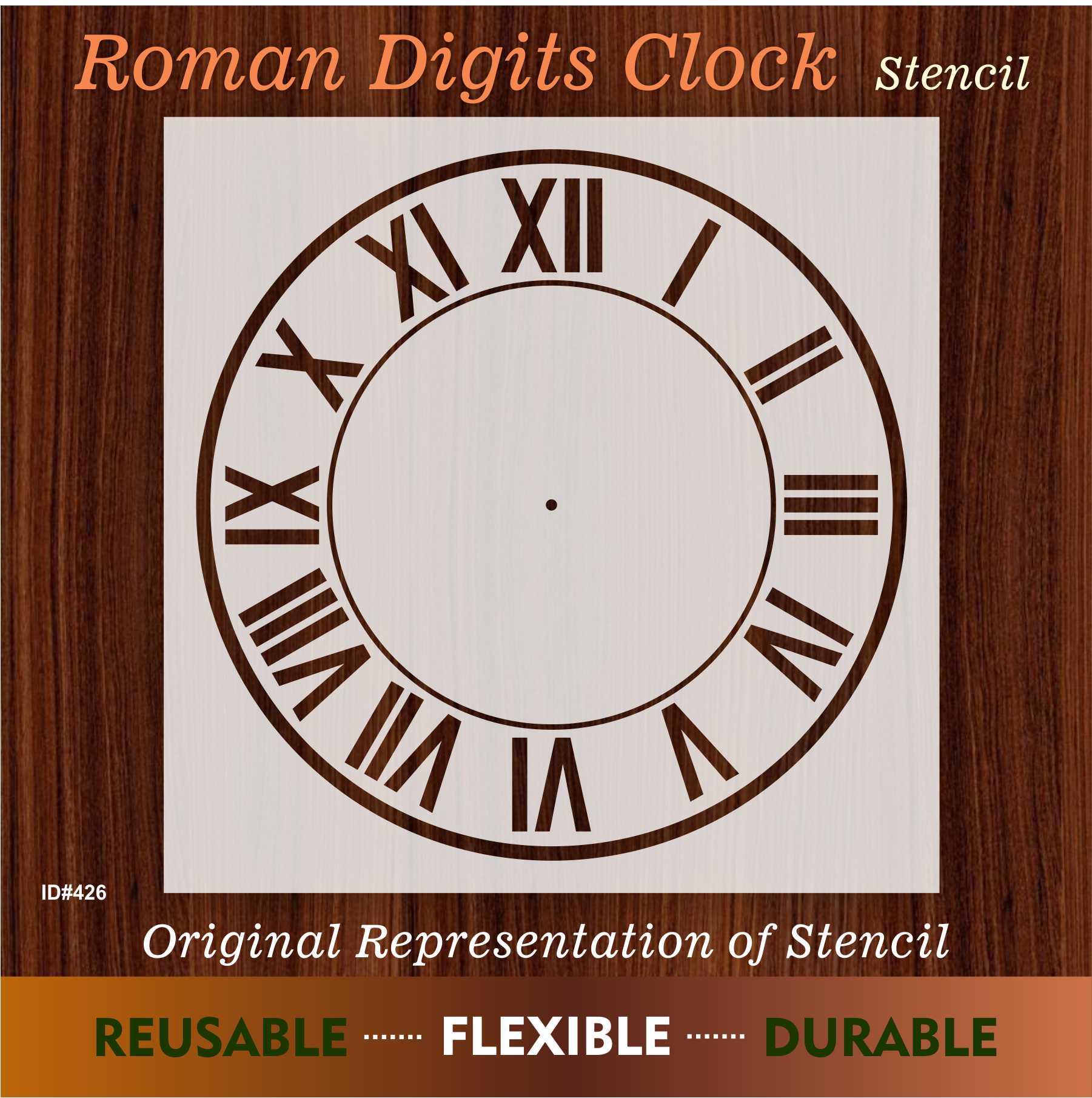Roman Digits Clock Reusable Stencil Reusable Stencil For Canvas And Wa ...