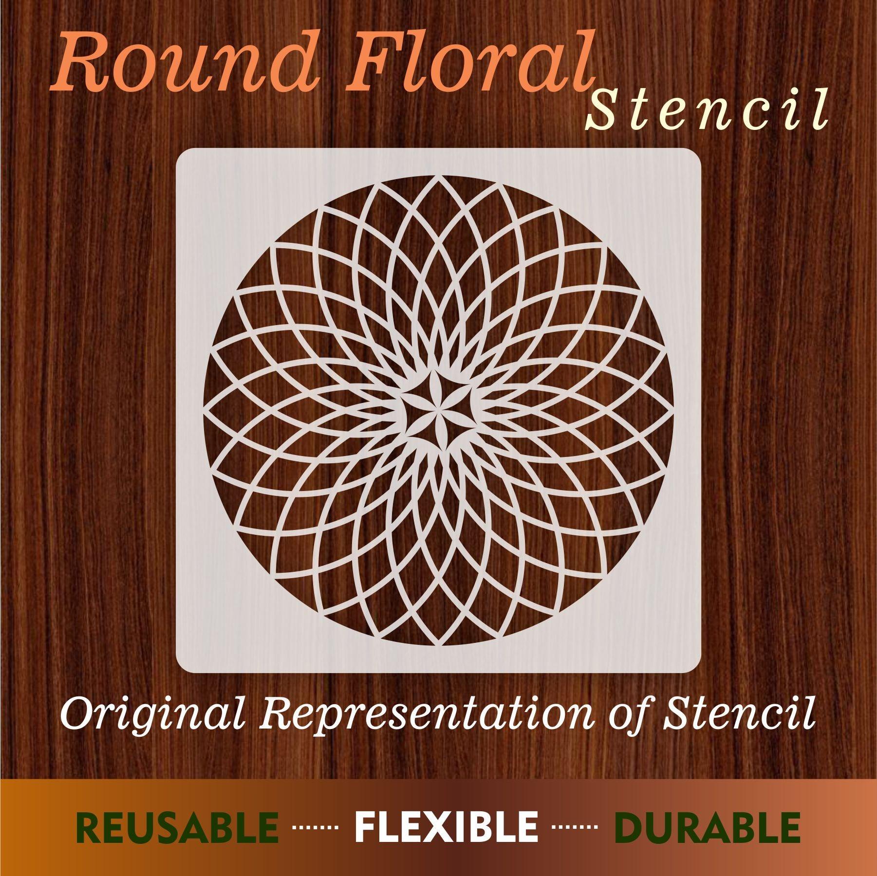 Round floral Reusable Stencil for Canvas and wall painting.ID#43 ...
