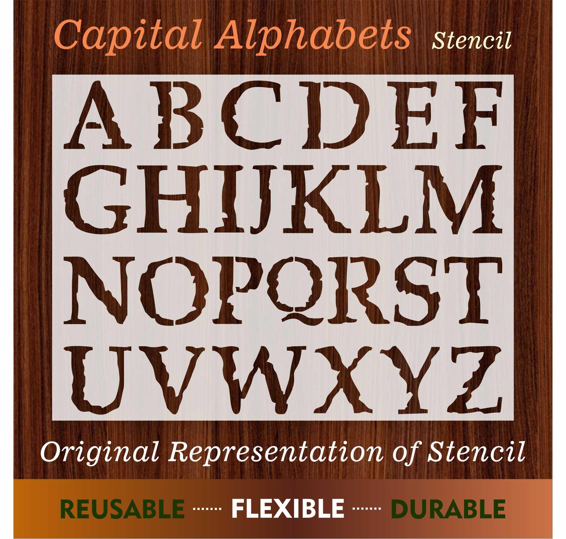 Capital Alphabets Reusable Stencil for Canvas and wall painting.ID# 43 ...