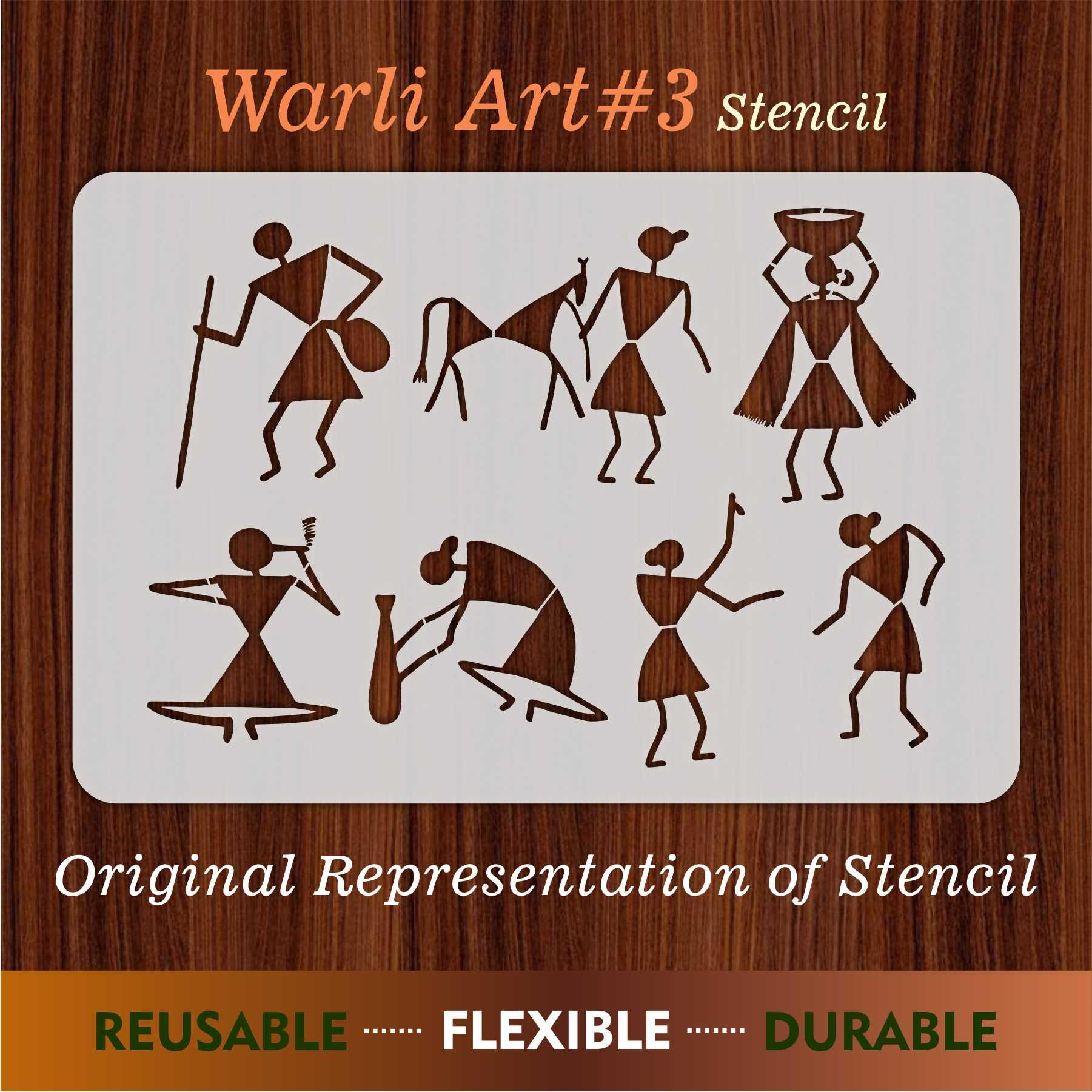 Warli & Ancient Art Reusable Stencil for Canvas and wall painting ...