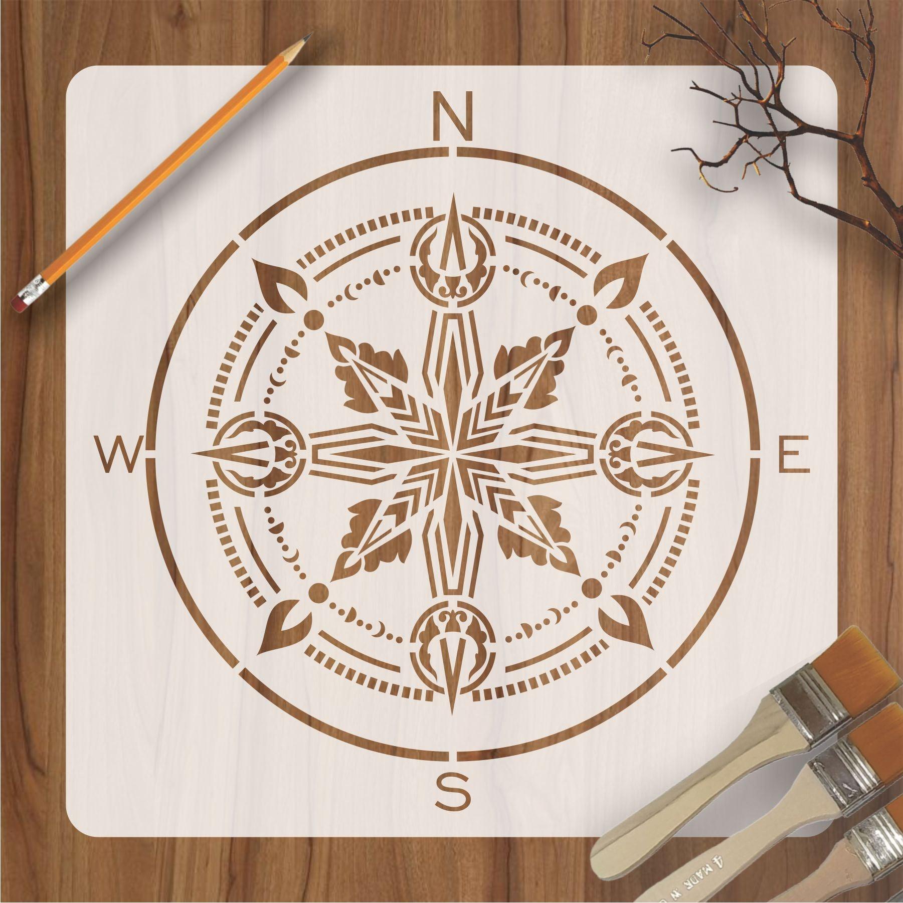 Compass Mandala Reusable Stencil For Canvas And Wall Painting ...