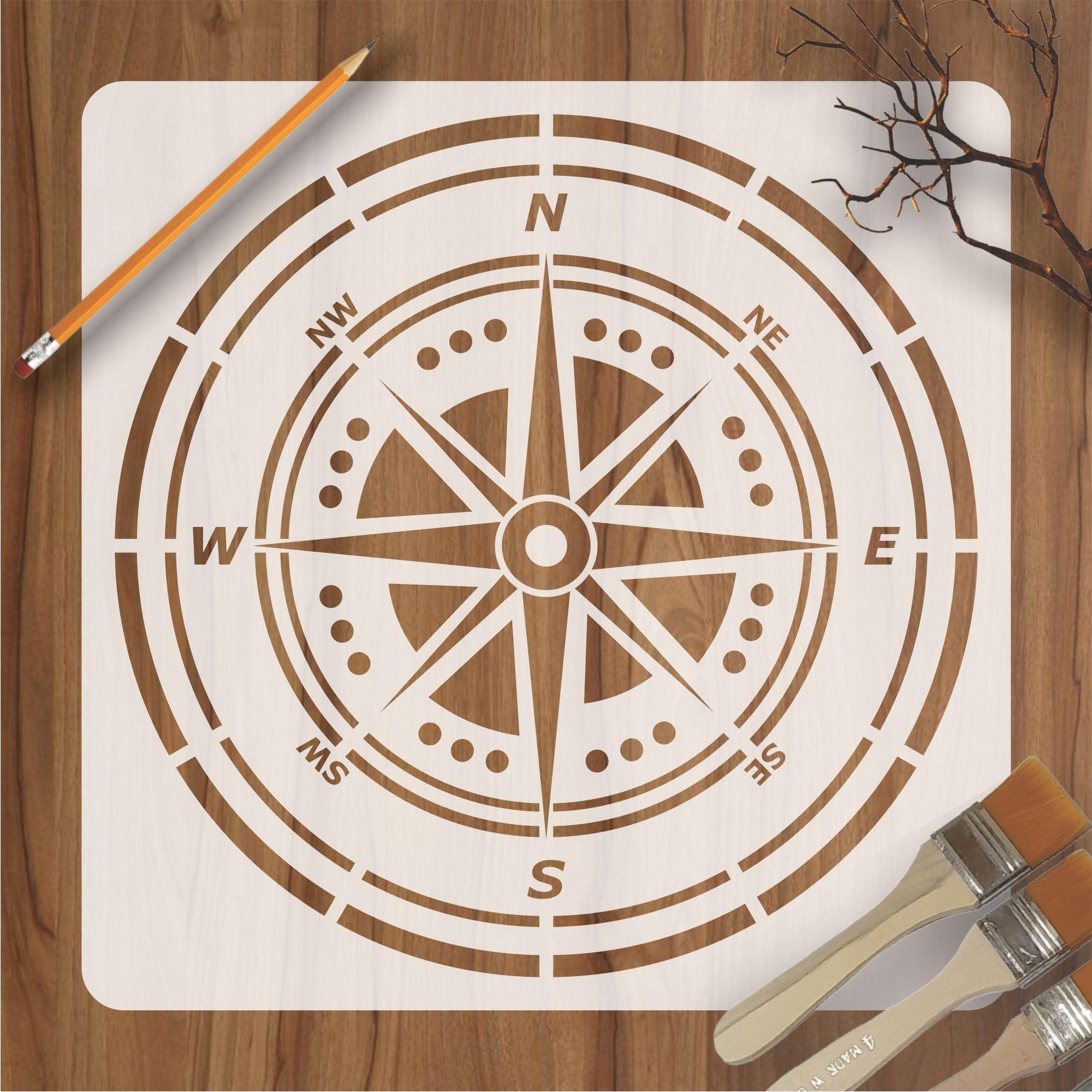 Compass Reusable Stencil For Canvas And Wall Painting – imartdecor.com
