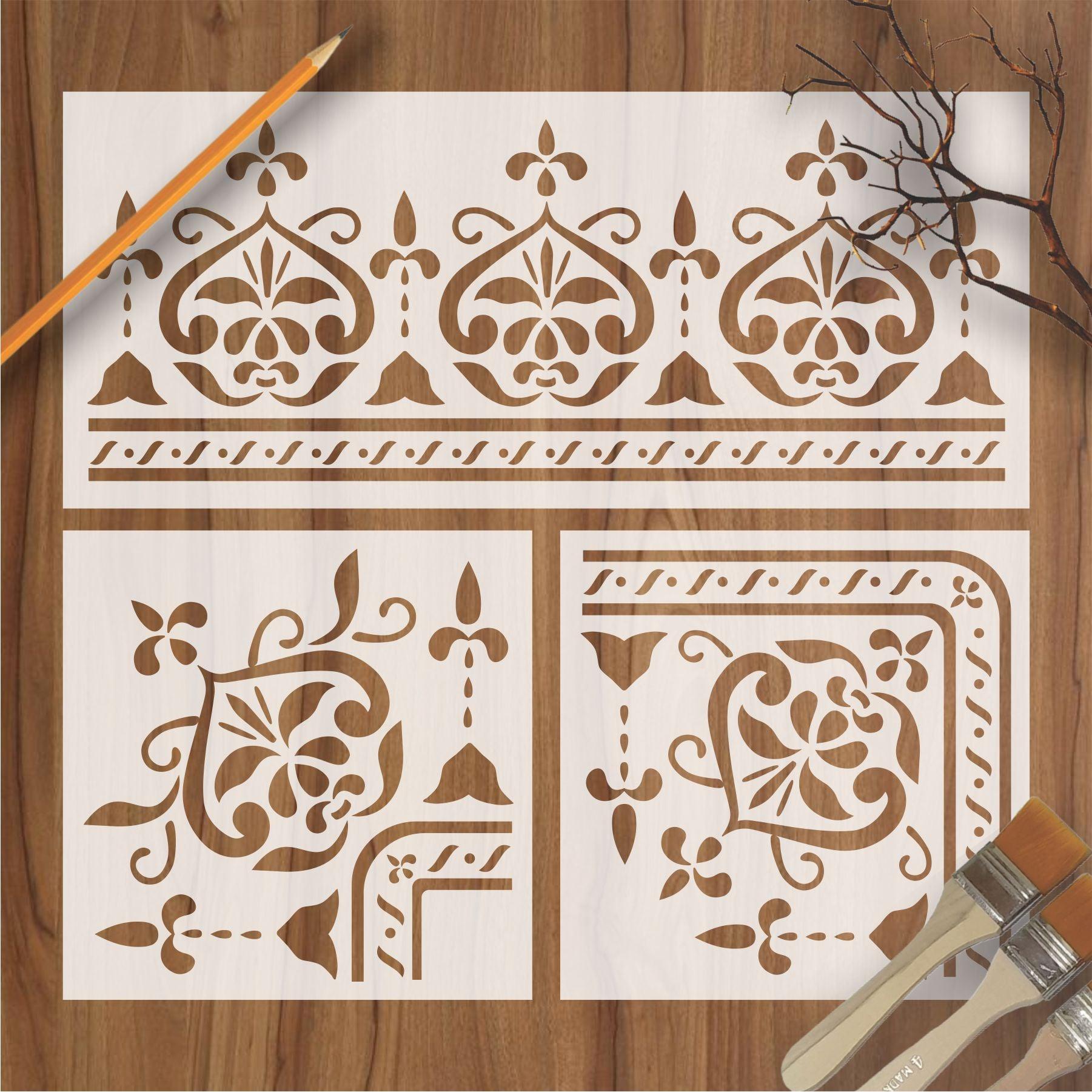 Indian Inlay(furniture and fabric) Reusable Stencil For Canvas And Wal ...