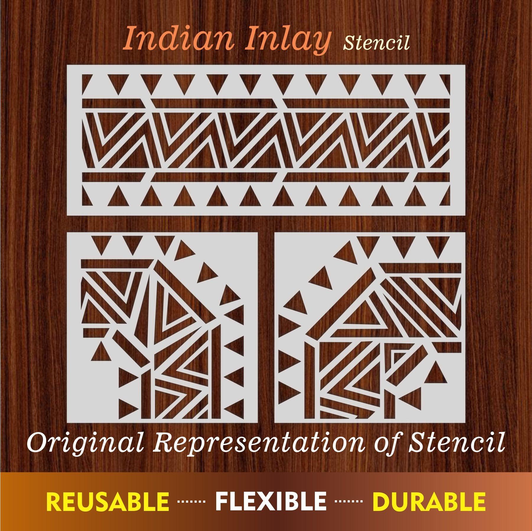 Indian Inlay(furniture and fabric) Reusable Stencil For Canvas And Wal ...