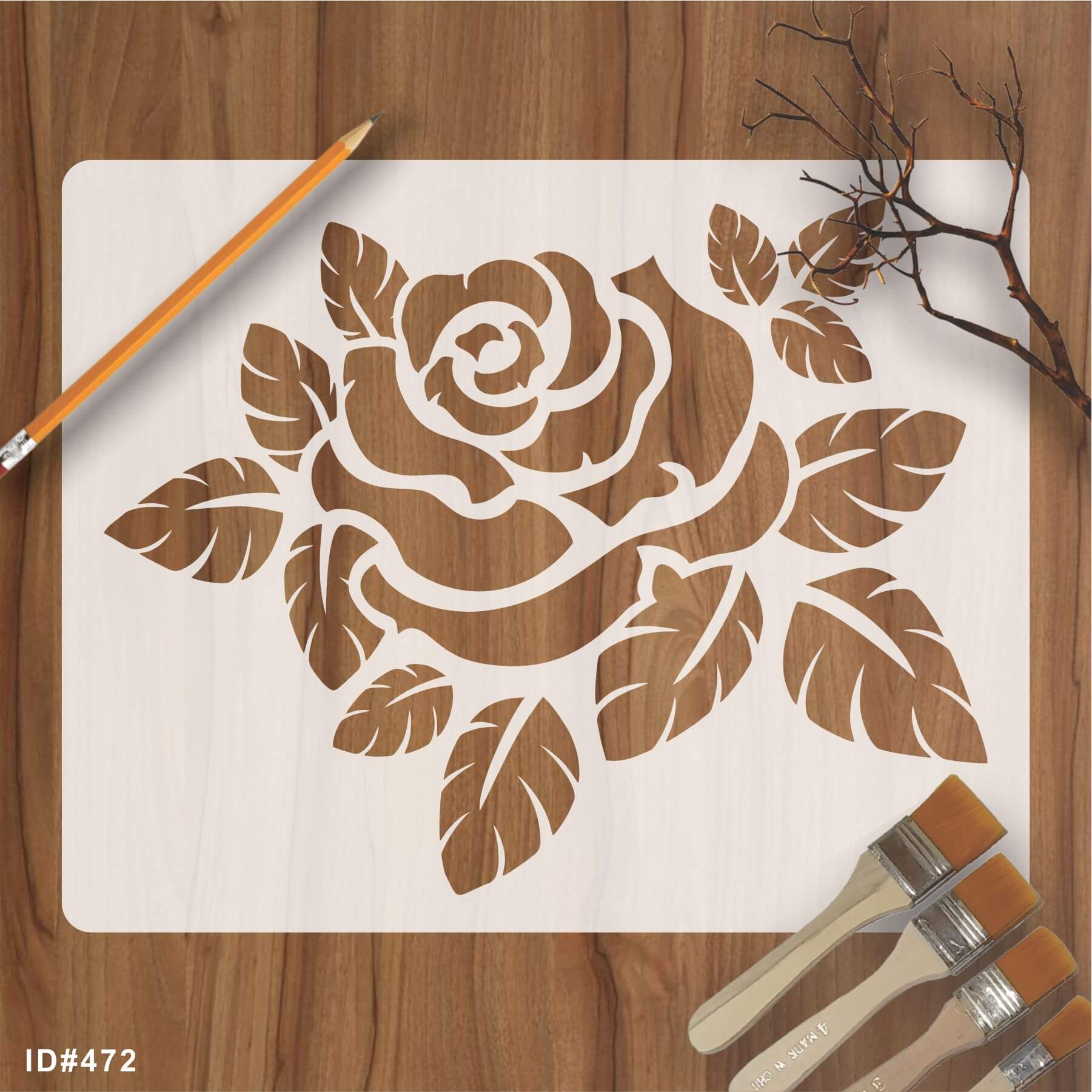 Asian Rose With Leaves Reusable Stencil for Canvas and wall painting.I ...