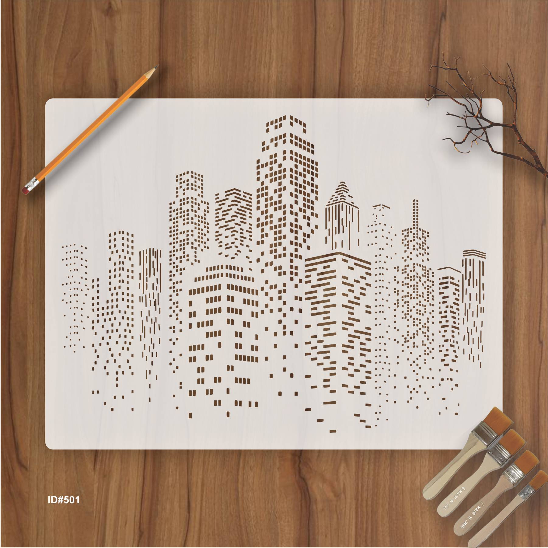 Skyscraper Stencil Reusable Cityscape Skyline City Buildings Template ...