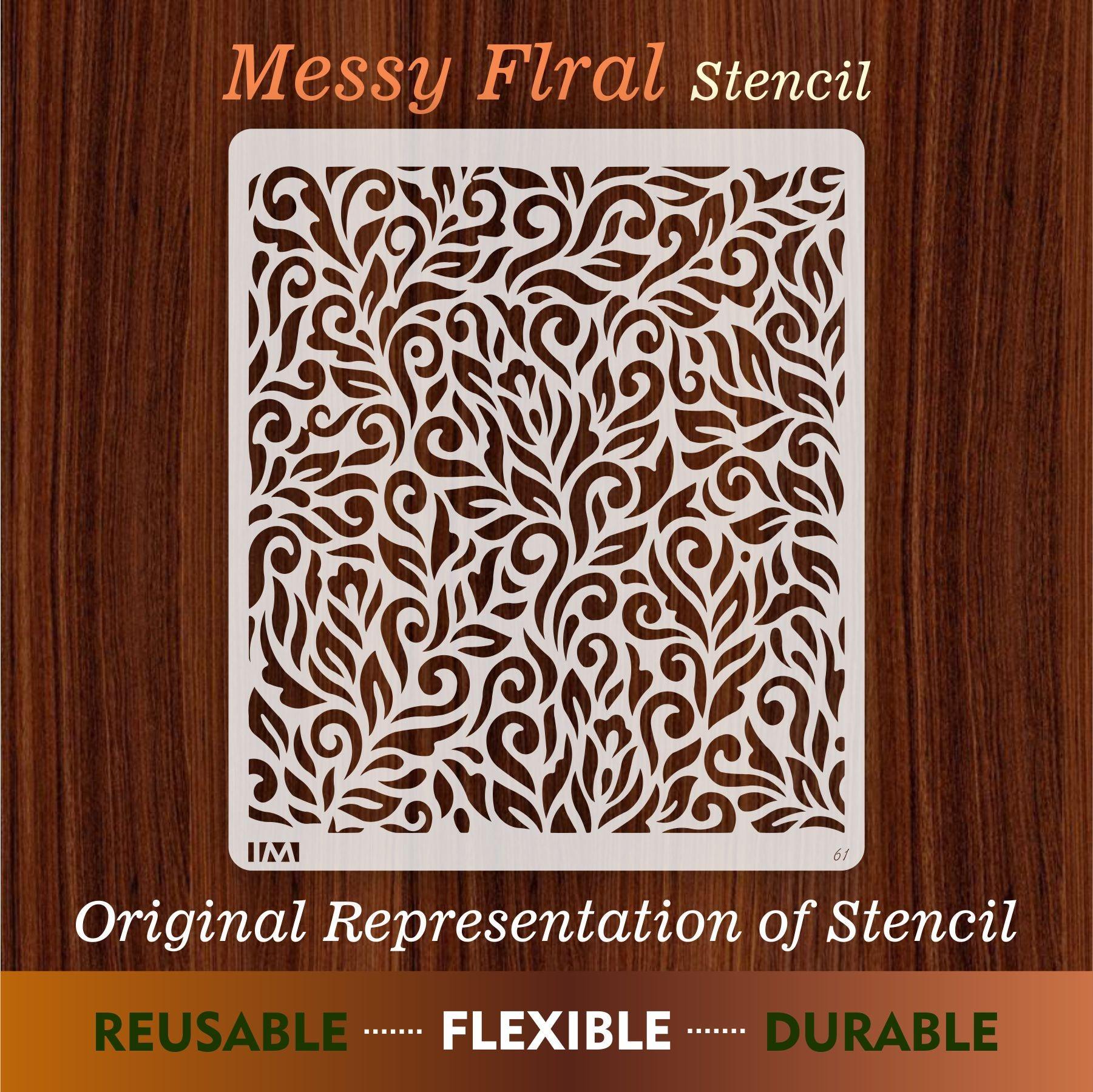 Messy Floral Reusable Stencil for Canvas and wall painting.ID#61 ...