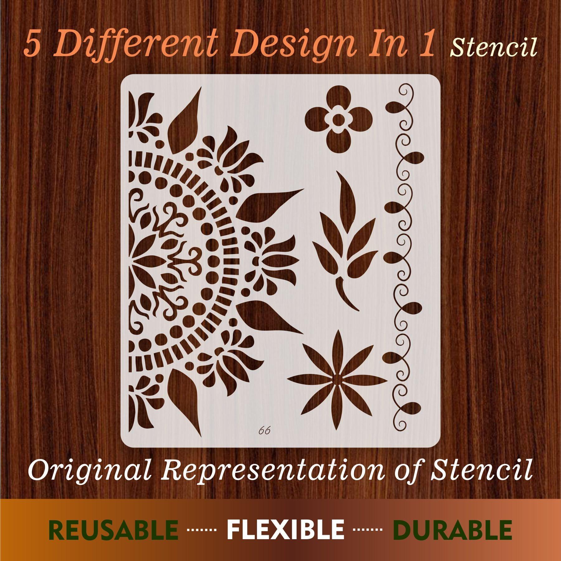 4 Design in 1 Reusable Stencil for Canvas and wall painting.ID#66 ...