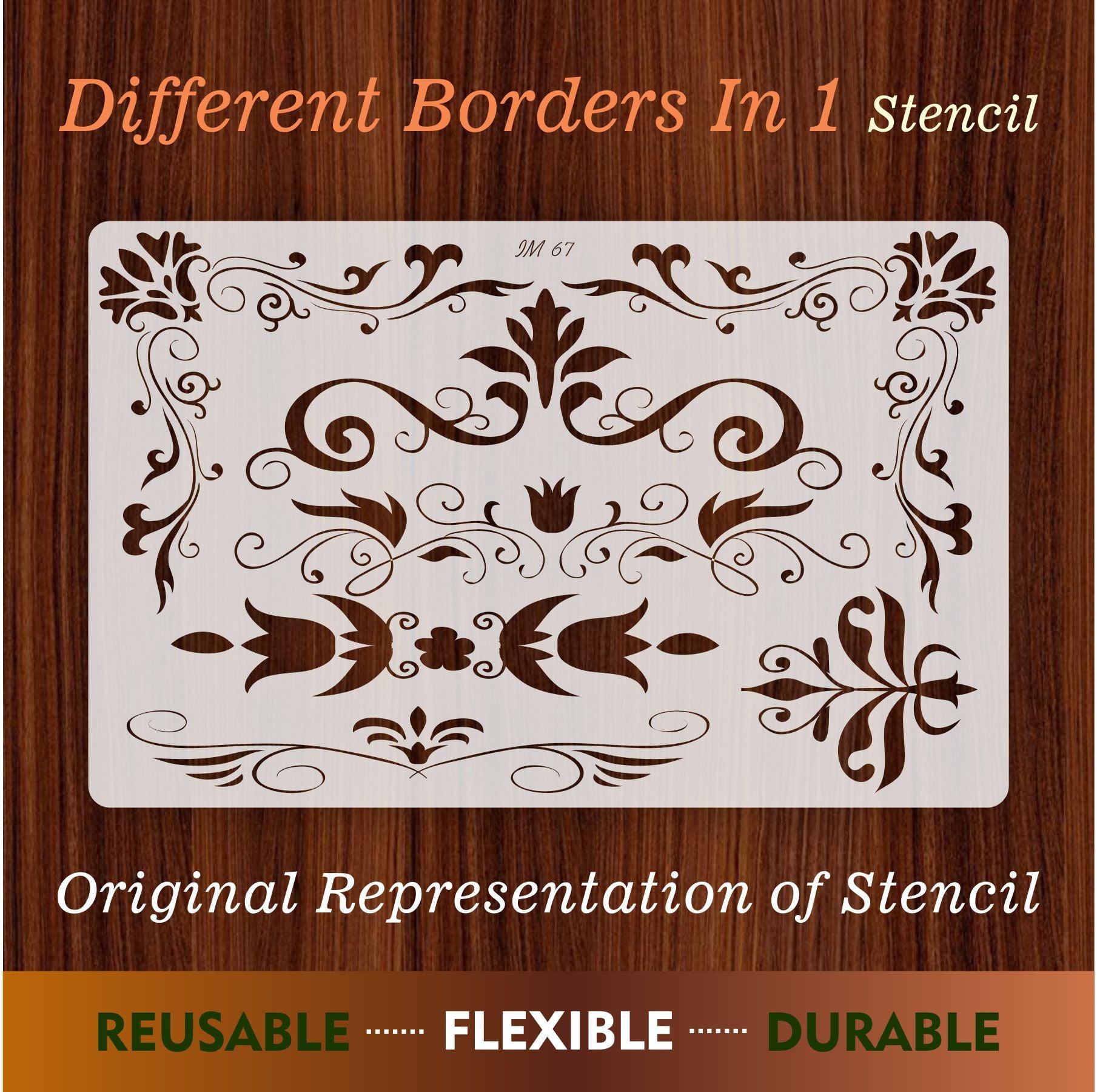 Different Borders in 1 Reusable Stencil for Canvas and wall painting.I ...