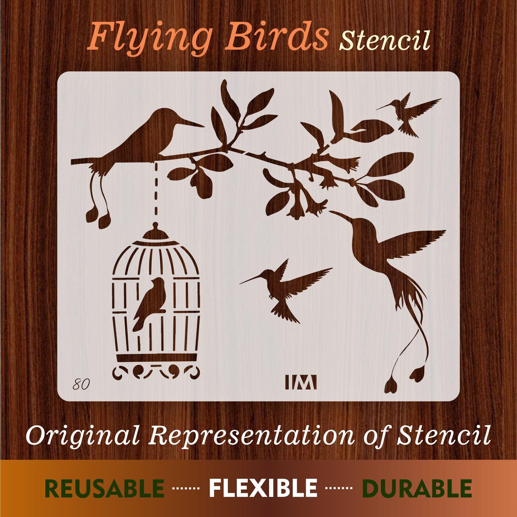 Flying Birds Room décor Reusable Stencil for Canvas and wall painting ...