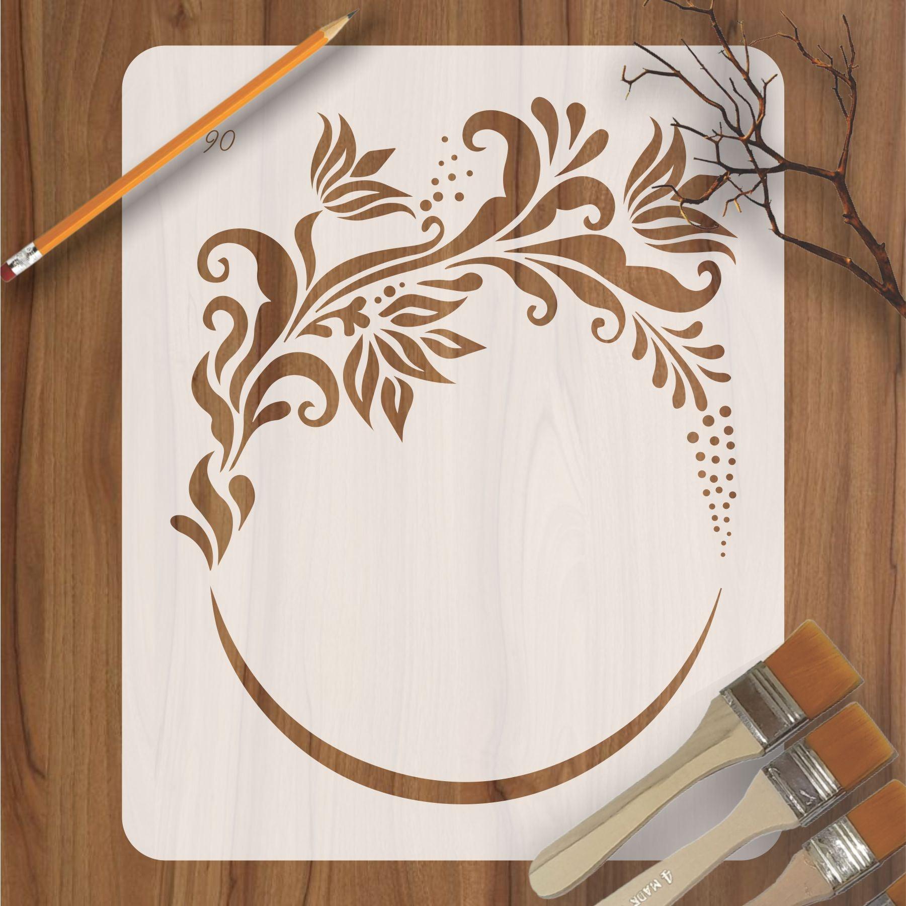 Floral Round BorferReusable Stencil for Canvas and wall painting.ID#90 ...