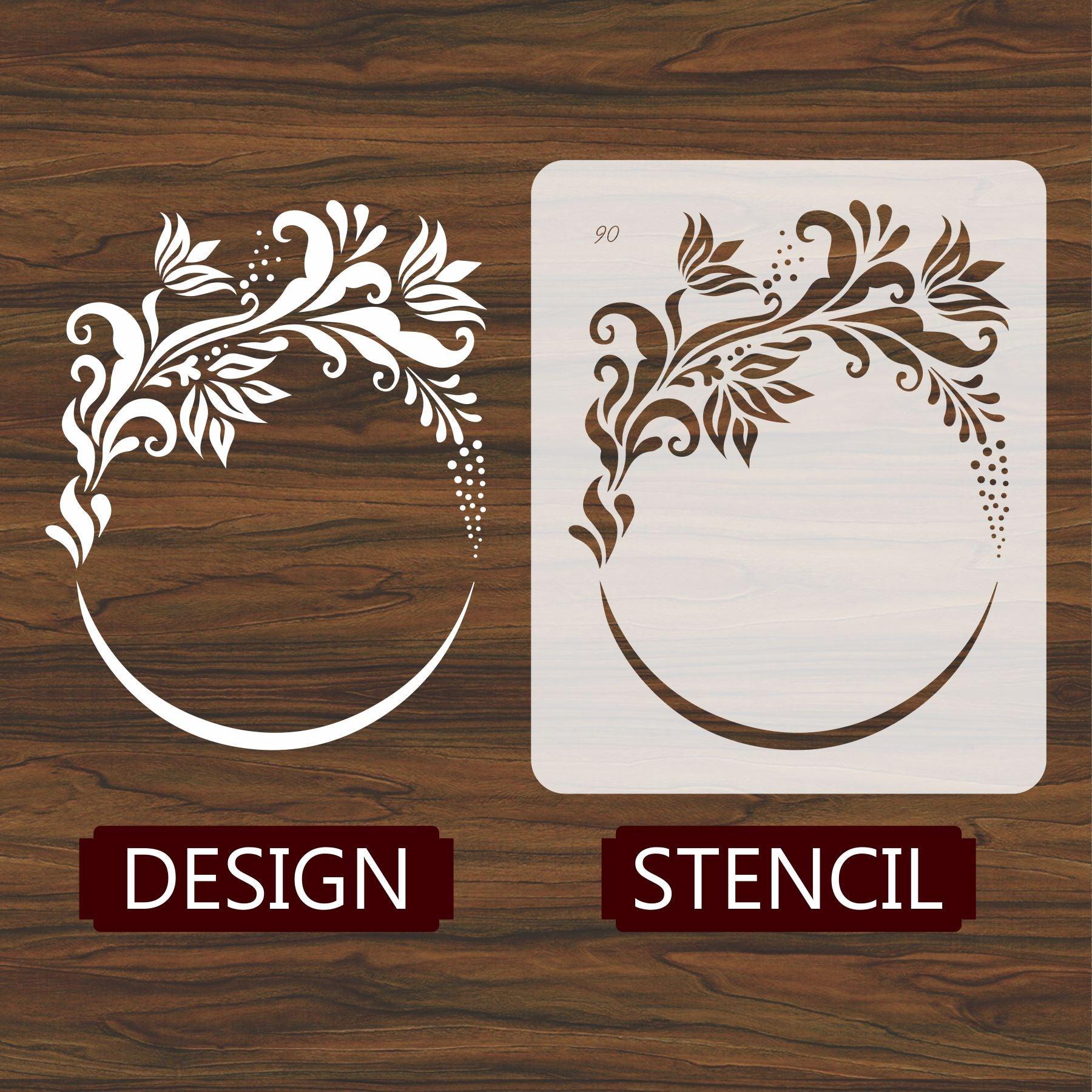 Floral Round BorferReusable Stencil for Canvas and wall painting.ID#90 ...