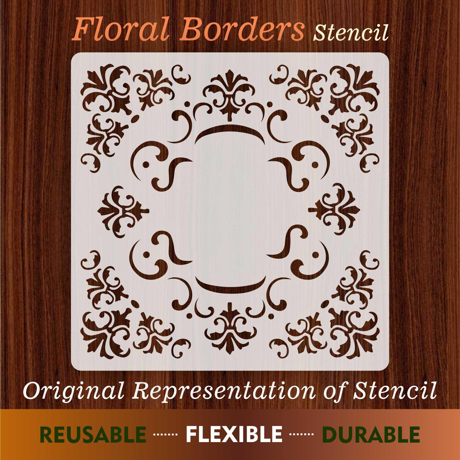 Floral Border Reusable Stencil for Canvas and wall painting.ID#92 ...