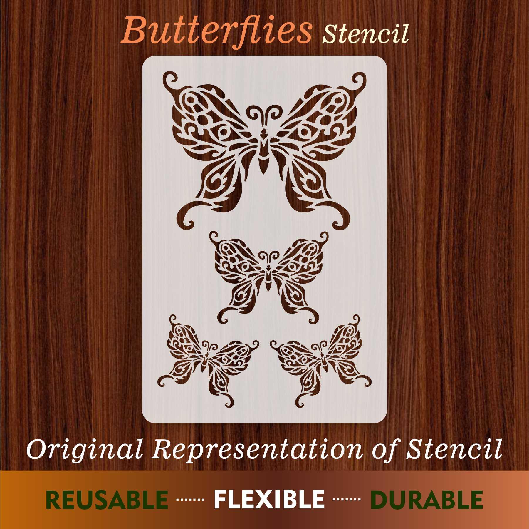 Butterflies Reusable Stencil for Canvas and wall painting.ID#93 ...